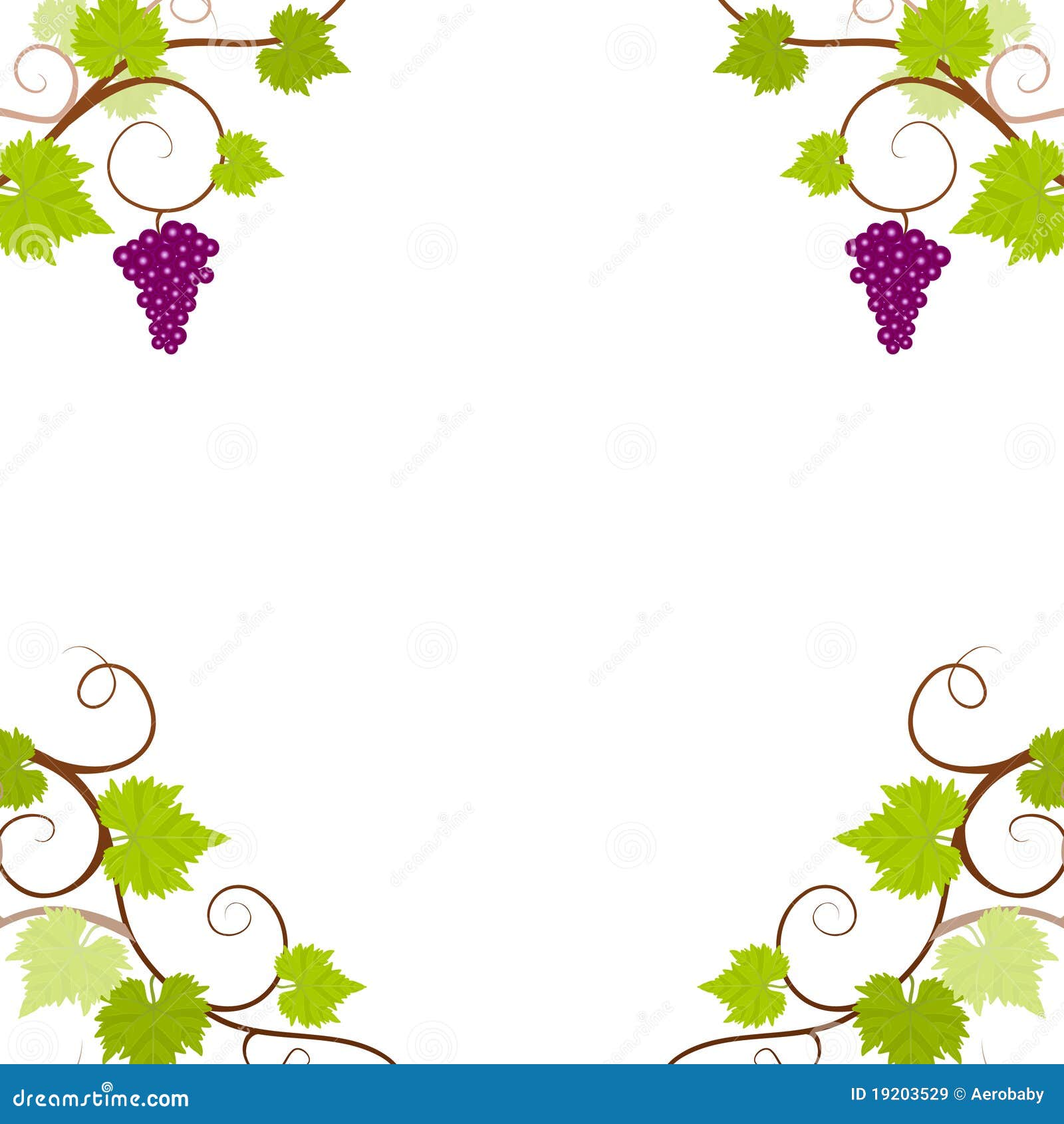 Grape vines frame. stock vector. Illustration of fruit - 19203529