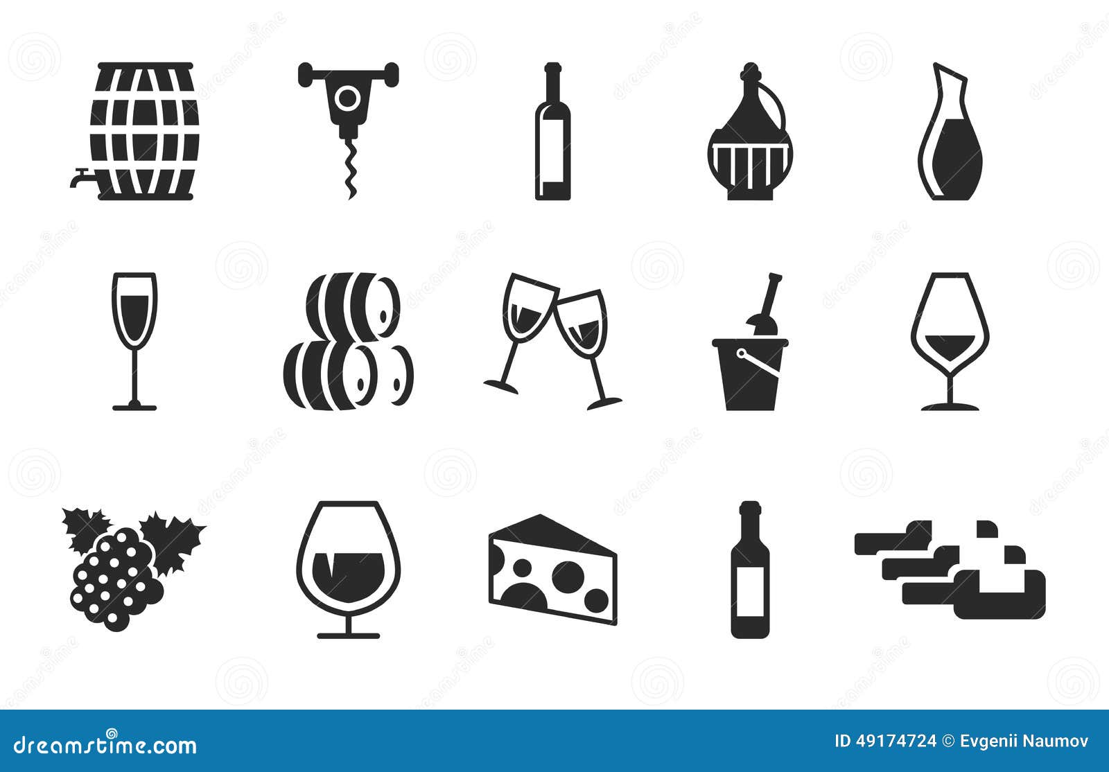 Grape wine icons set stock vector. Illustration of wedding - 49174724