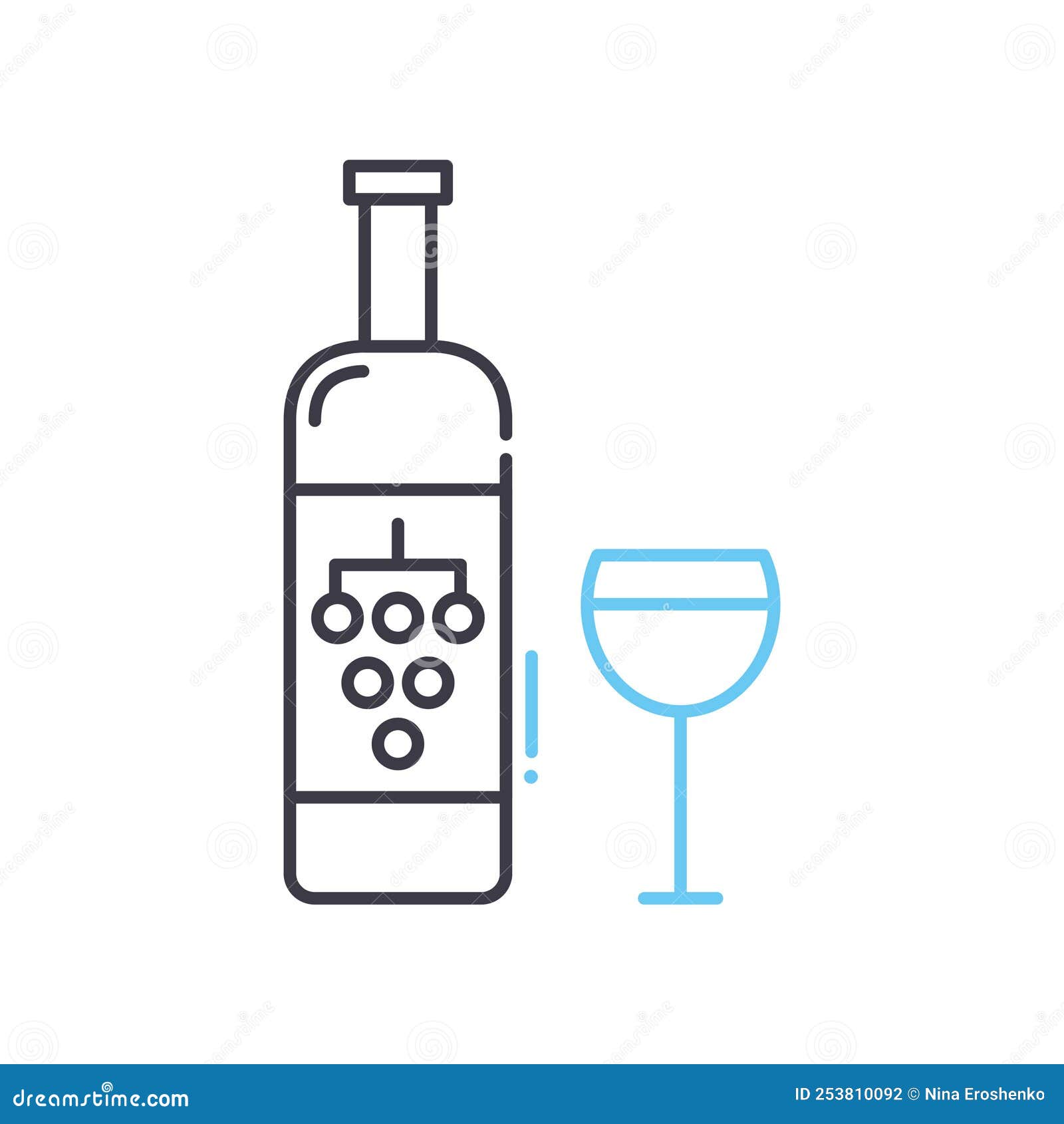 Grape Wine Line Icon, Outline Symbol, Vector Illustration, Concept Sign ...