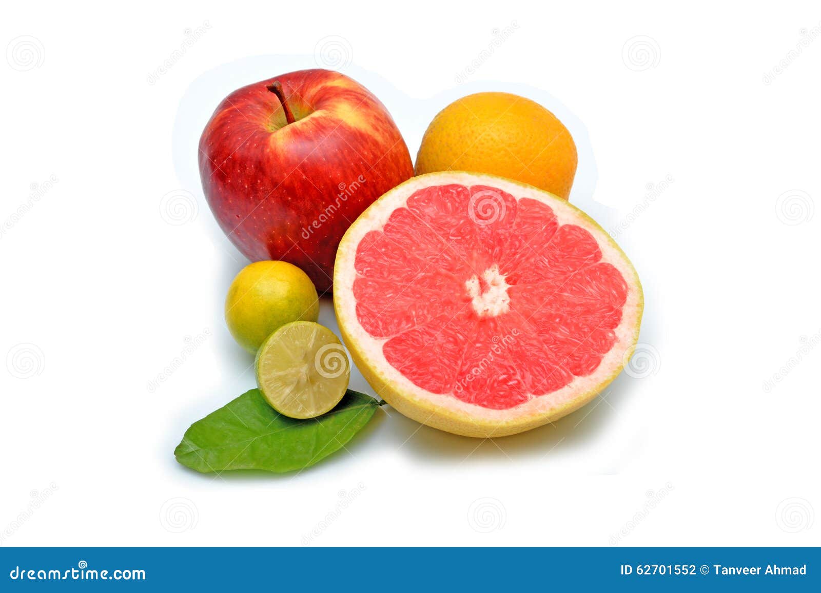 Grapefruit Apple and Lemon Isolated on White Stock Photo - Image of ...