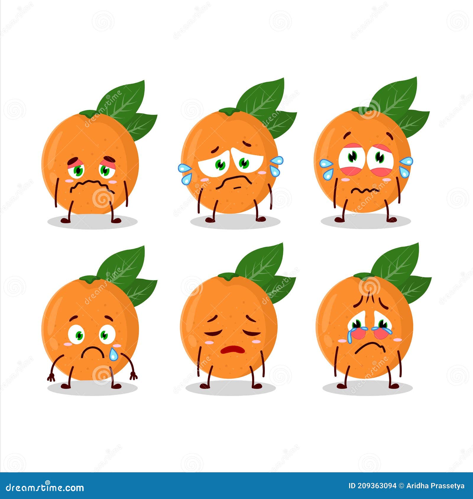 Grapefruit Cartoon in Character with Sad Expression Stock Vector ...