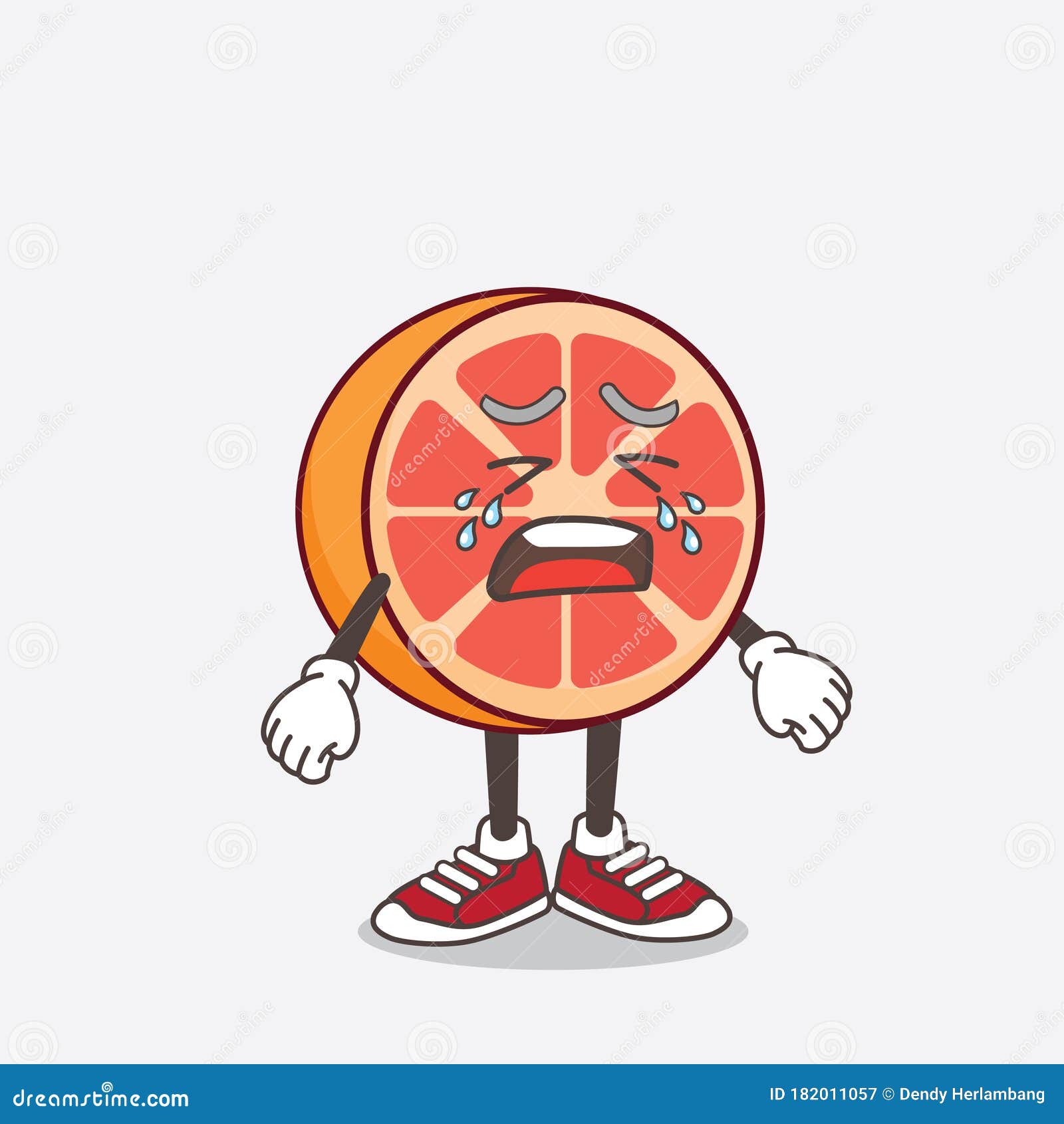 Grapefruit Cartoon Mascot Character with Crying Expression Stock Vector ...