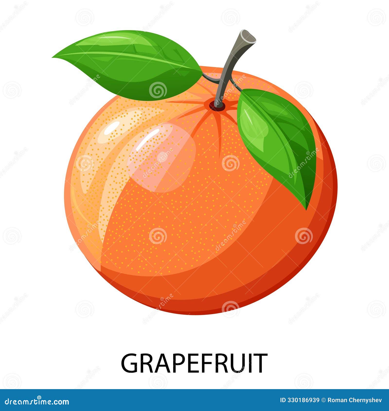 Grapefruit in Cartoon Style on a White Background. Stock Illustration ...