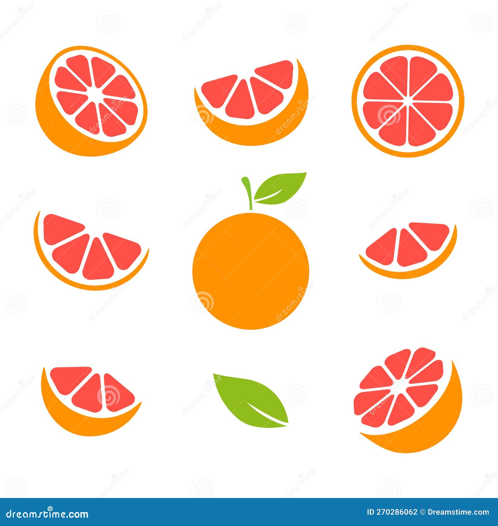Grapefruit Fruits Slices Set. Stock Vector - Illustration of isolated, icon: 270286062