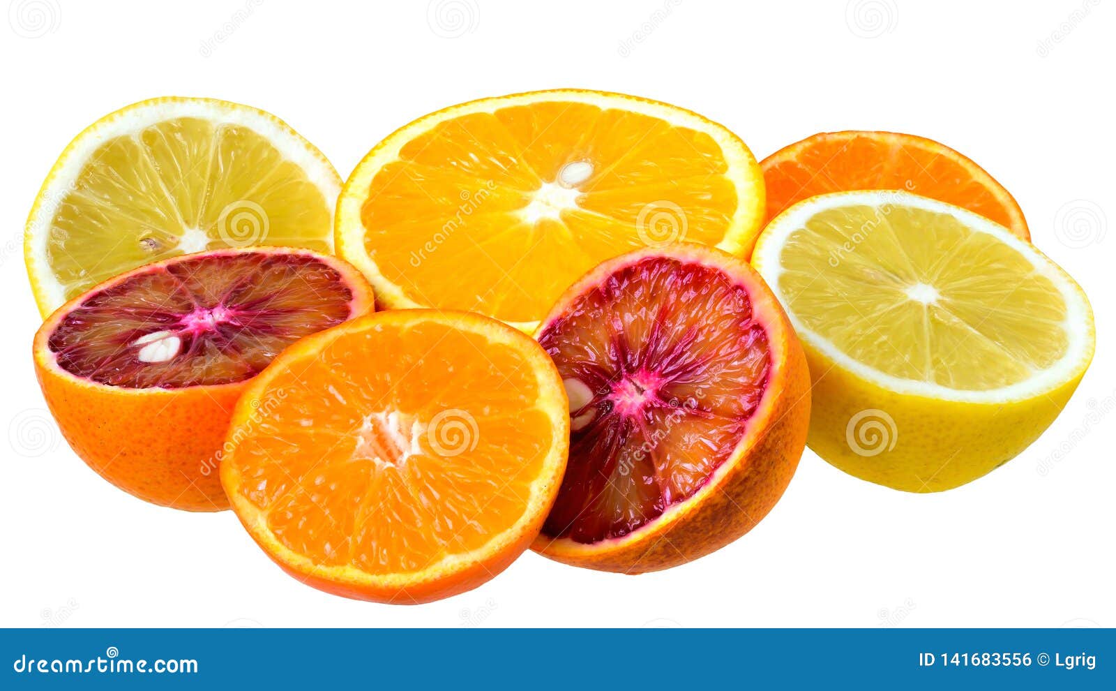 Grapefruit, Orange, Lemon and Mandarin Isolated Stock Photo - Image of ...