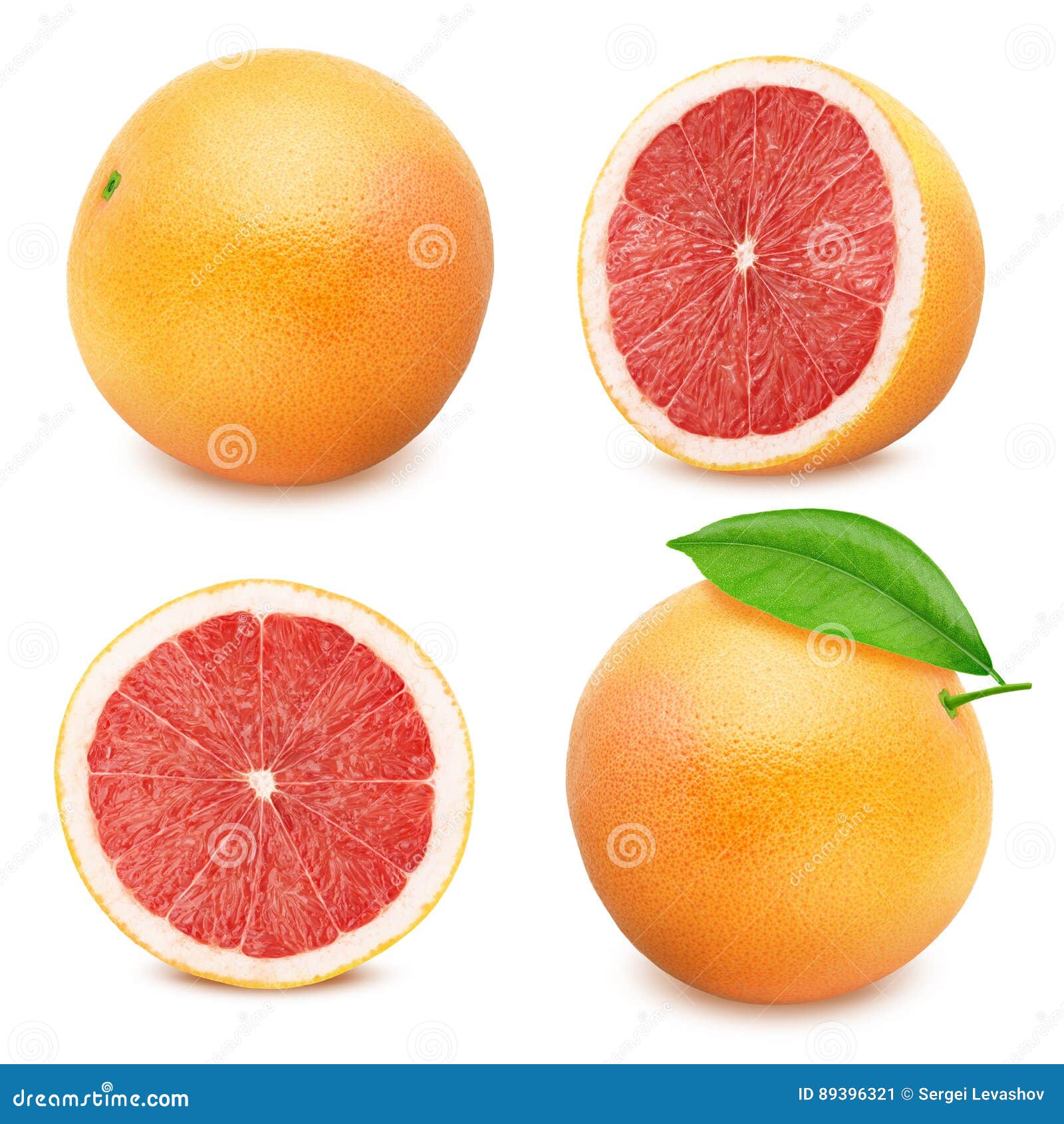 Grapefruit Set Isolated on White Background Stock Image - Image of ...