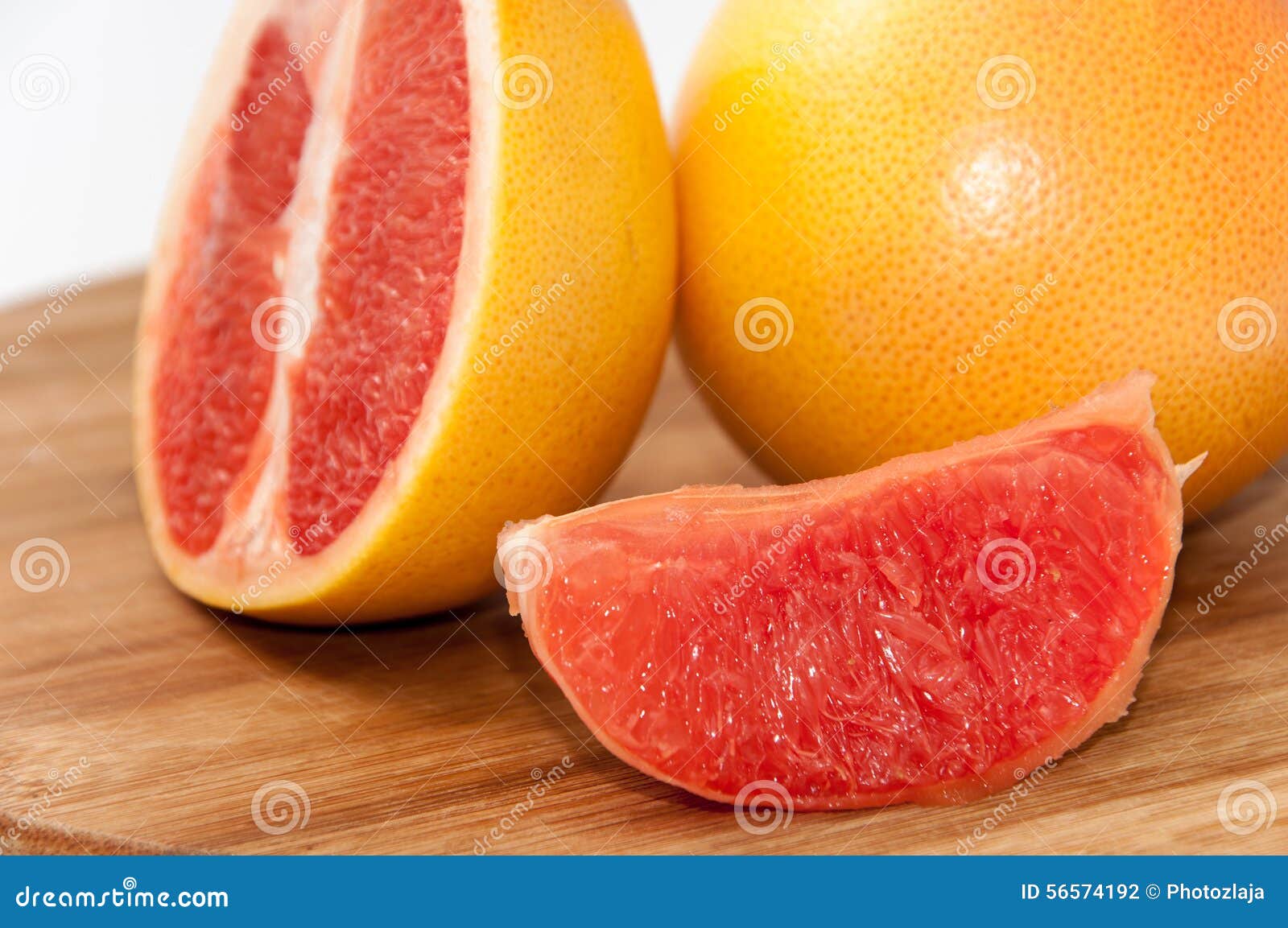Grapefruit Slice on the Wooden Board Stock Photo - Image of tropical ...