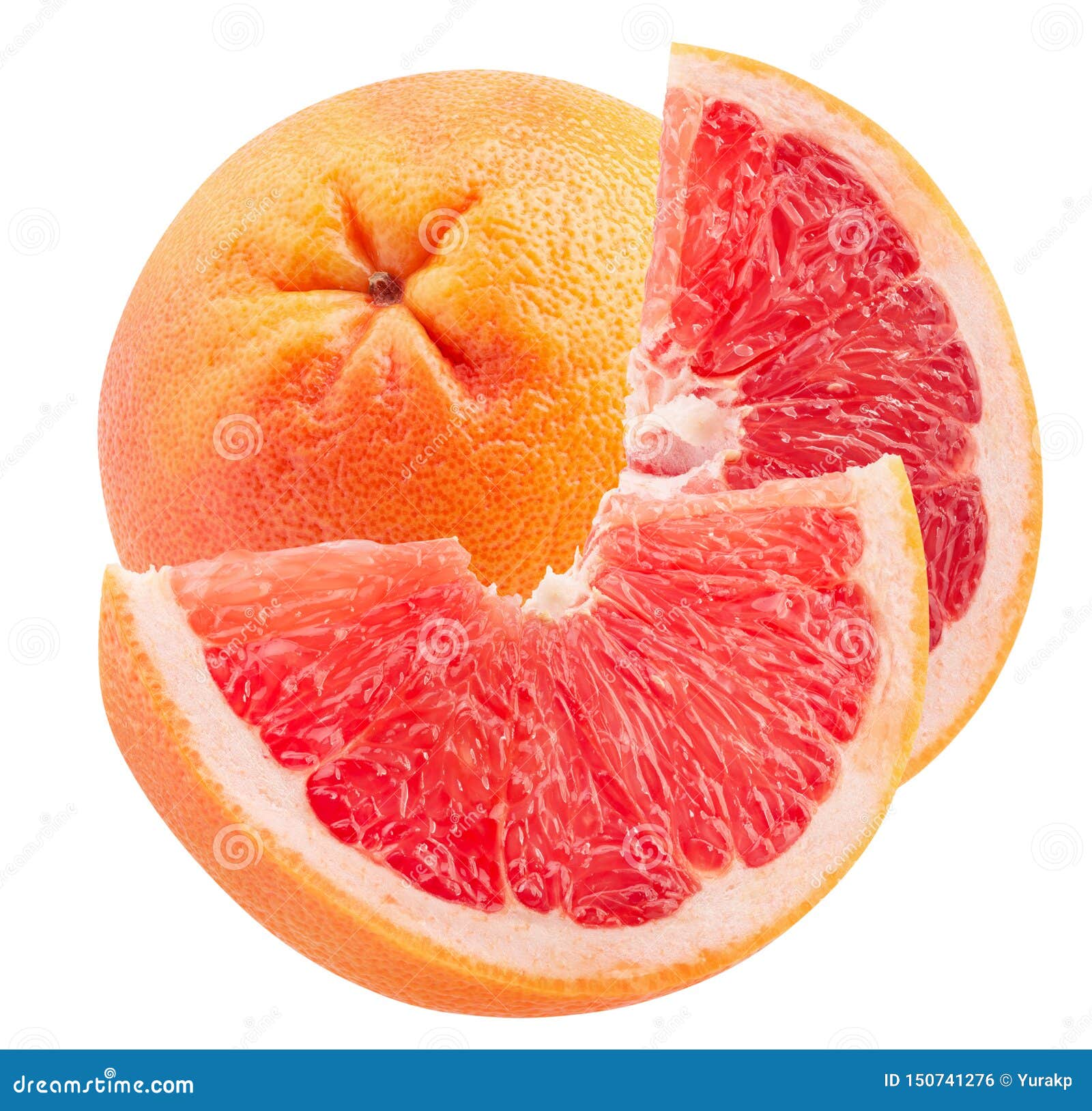 Grapefruit with Slices Isolated on a White Background Stock Photo ...
