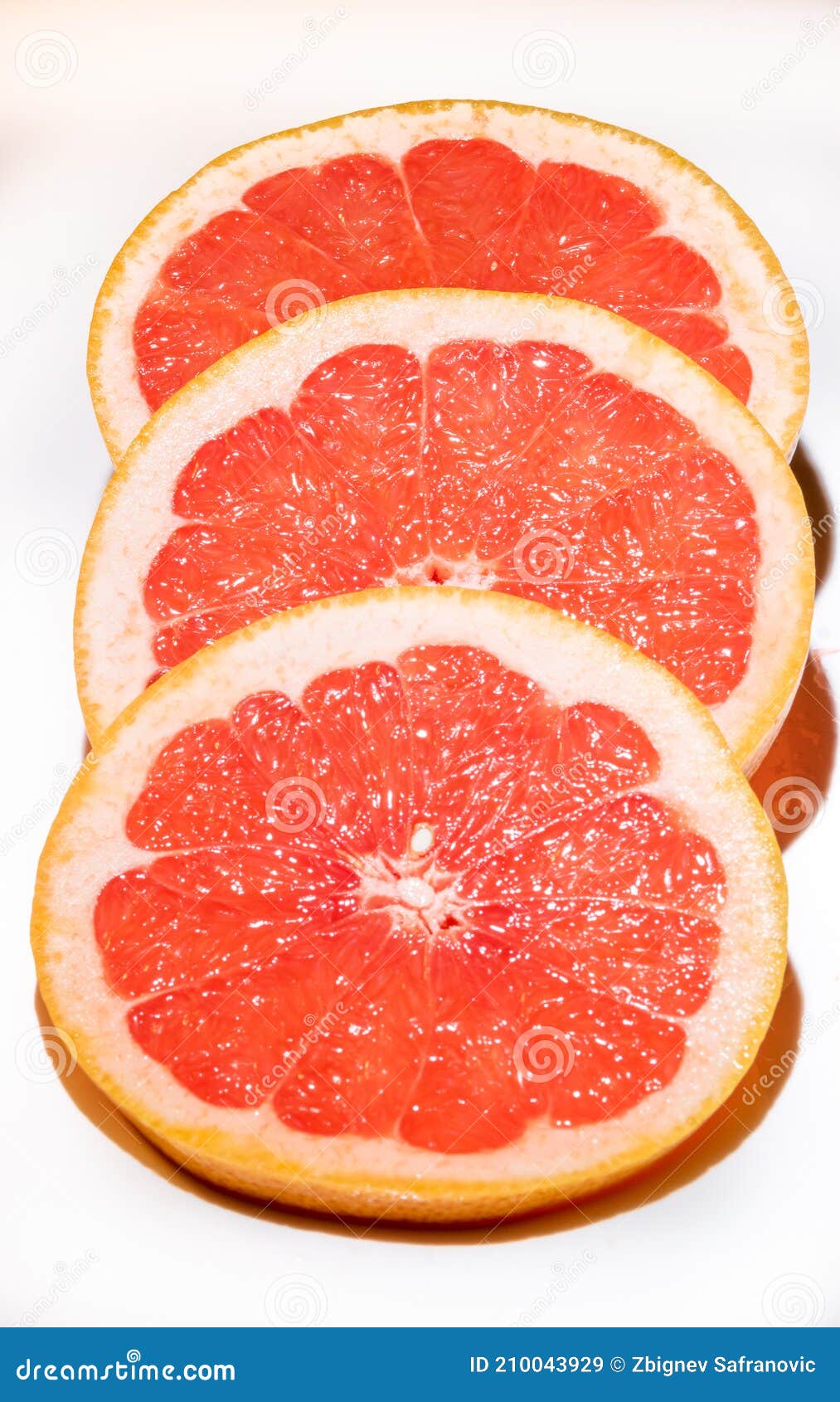 Grapefruit Slices Isolated on White Background, Top View. Stock Image ...