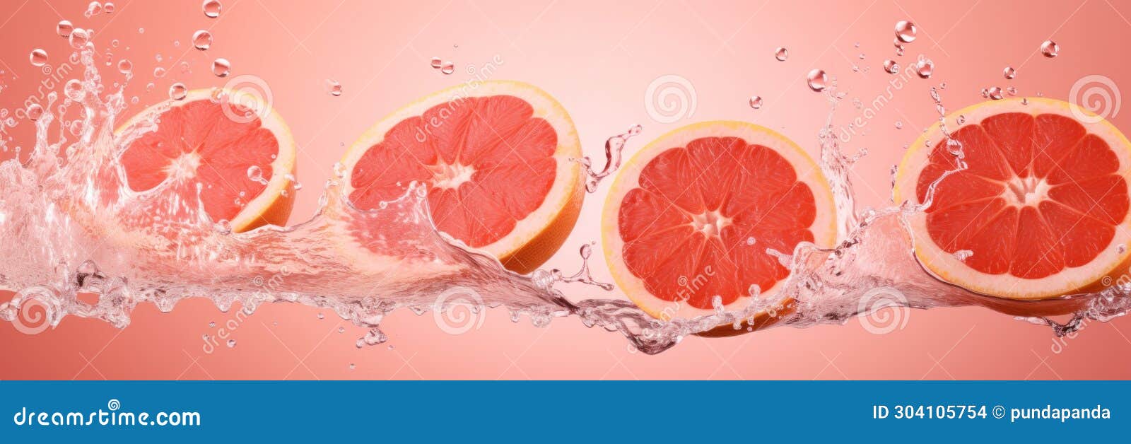 Grapefruit in a Splash of Water and Grapefruit Juice on a Pink ...