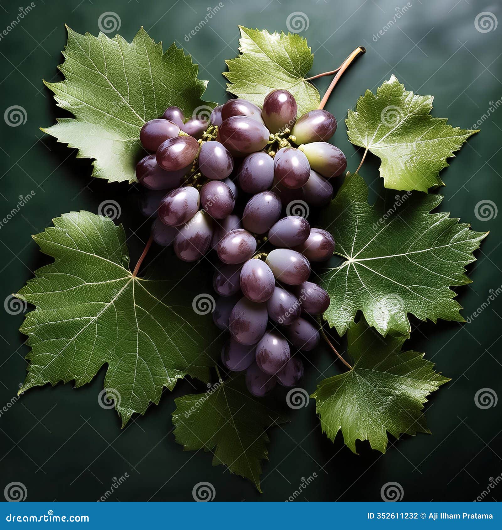 Grapes are Arranged on Large Real Grape Leaves Stock Photo - Image of ...