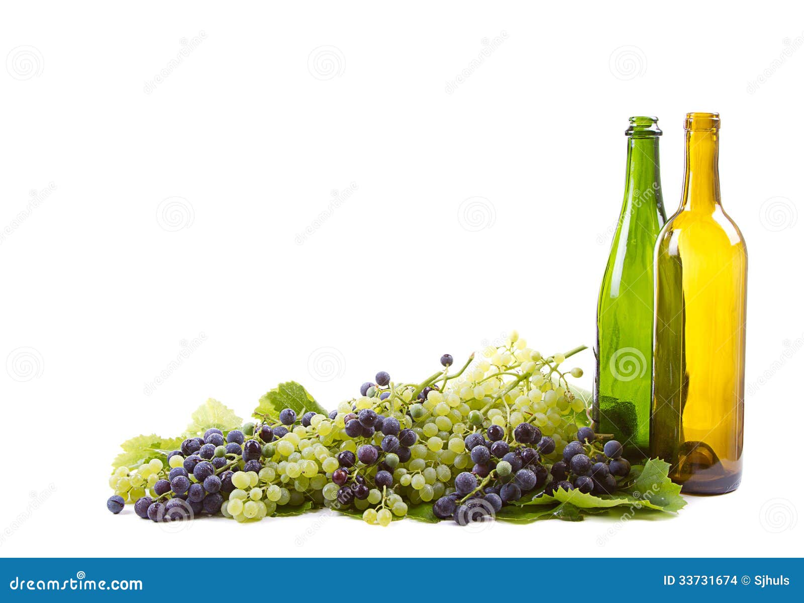 Grapes and Bottles on White Stock Photo - Image of autumn, agriculture ...