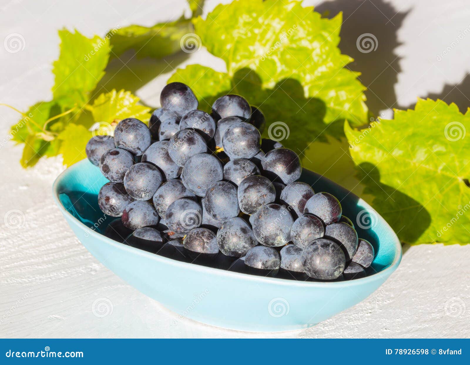 Grapes in a Bowl with Grape Leaves Stock Photo - Image of growing ...