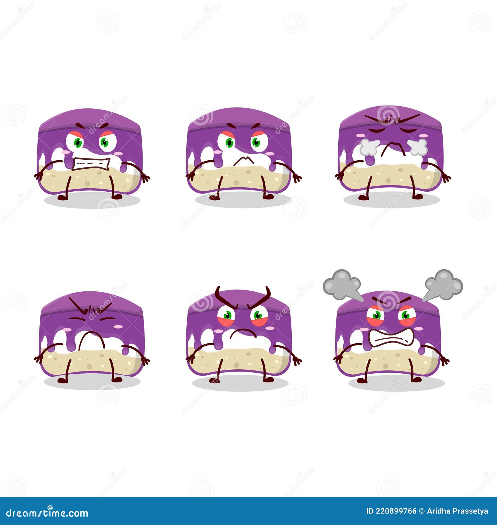 Grapes Cake Cartoon Character with Various Angry Expressions Stock ...