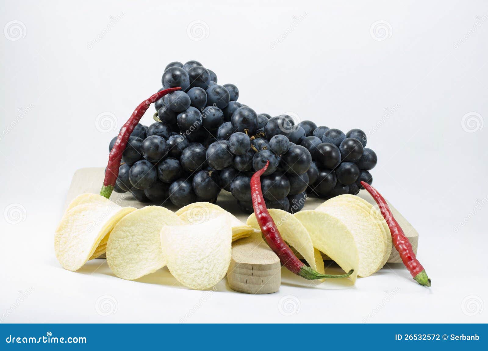 Grapes, chips and peppers stock photo. Image of vitamins - 26532572