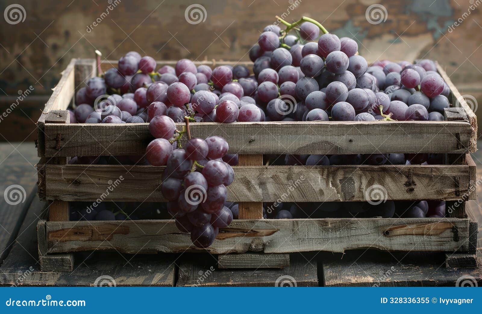 Grapes in a Classic Crate with a Rustic Charm Stock Image - Image of ...