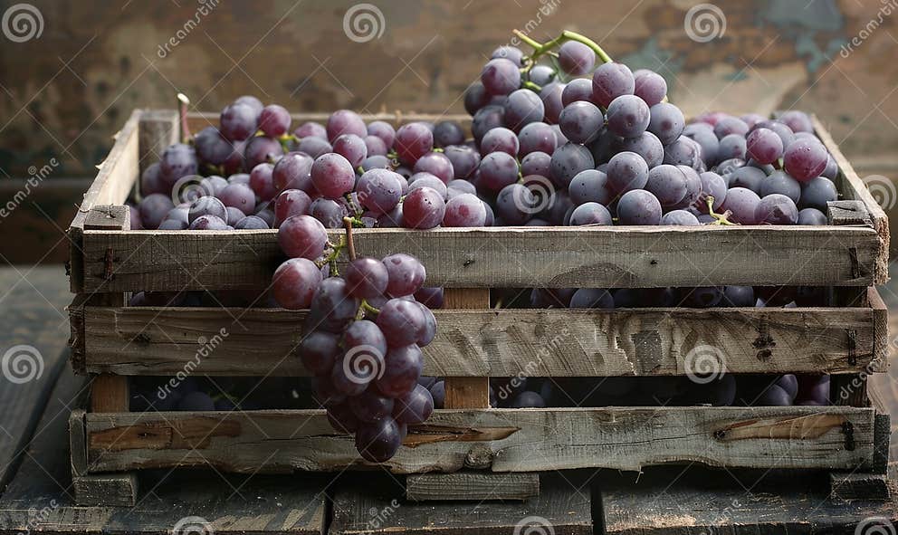 Grapes in a Classic Crate with a Rustic Charm Stock Image - Image of ...