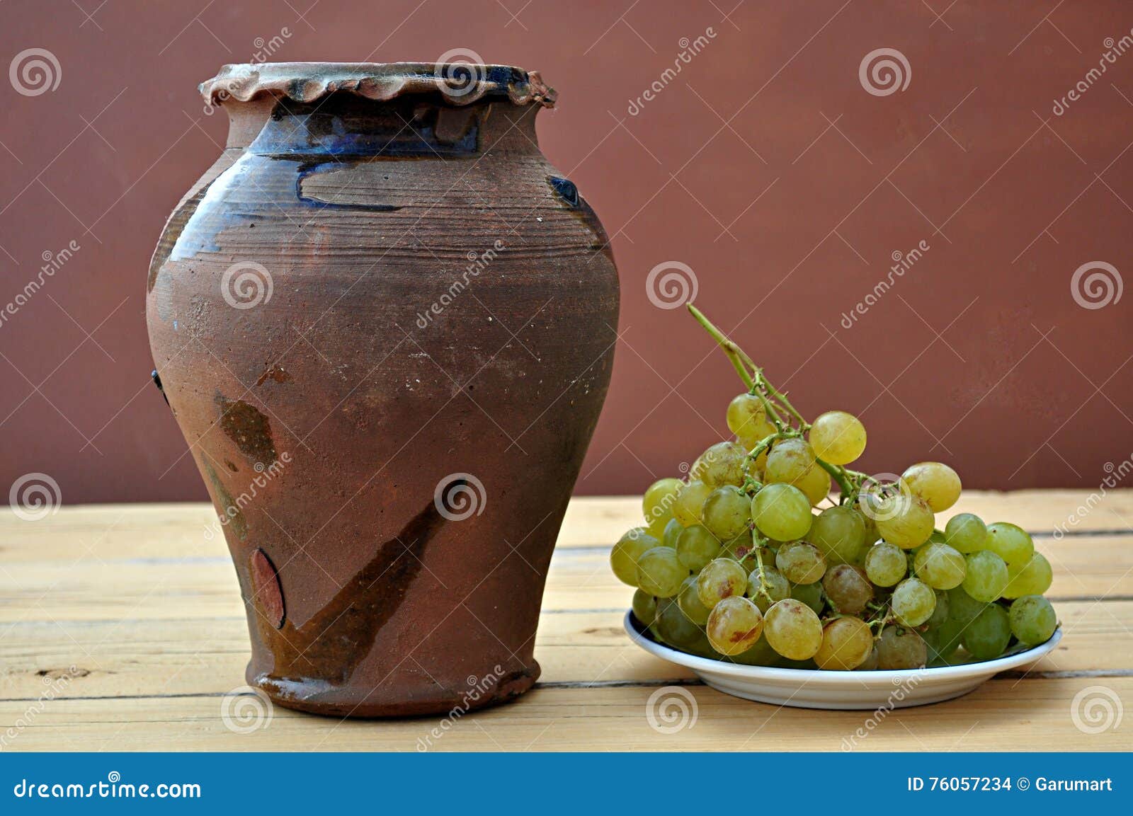 Grapes and clay pot stock photo. Image of onion, traditional - 76057234