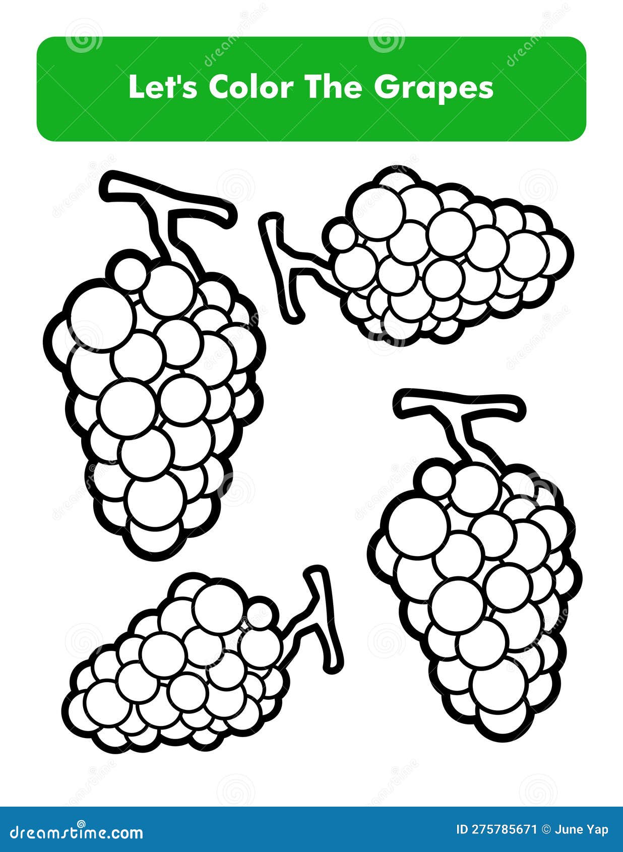 Grapes Coloring Book Page in Letter Page Size Children Coloring ...