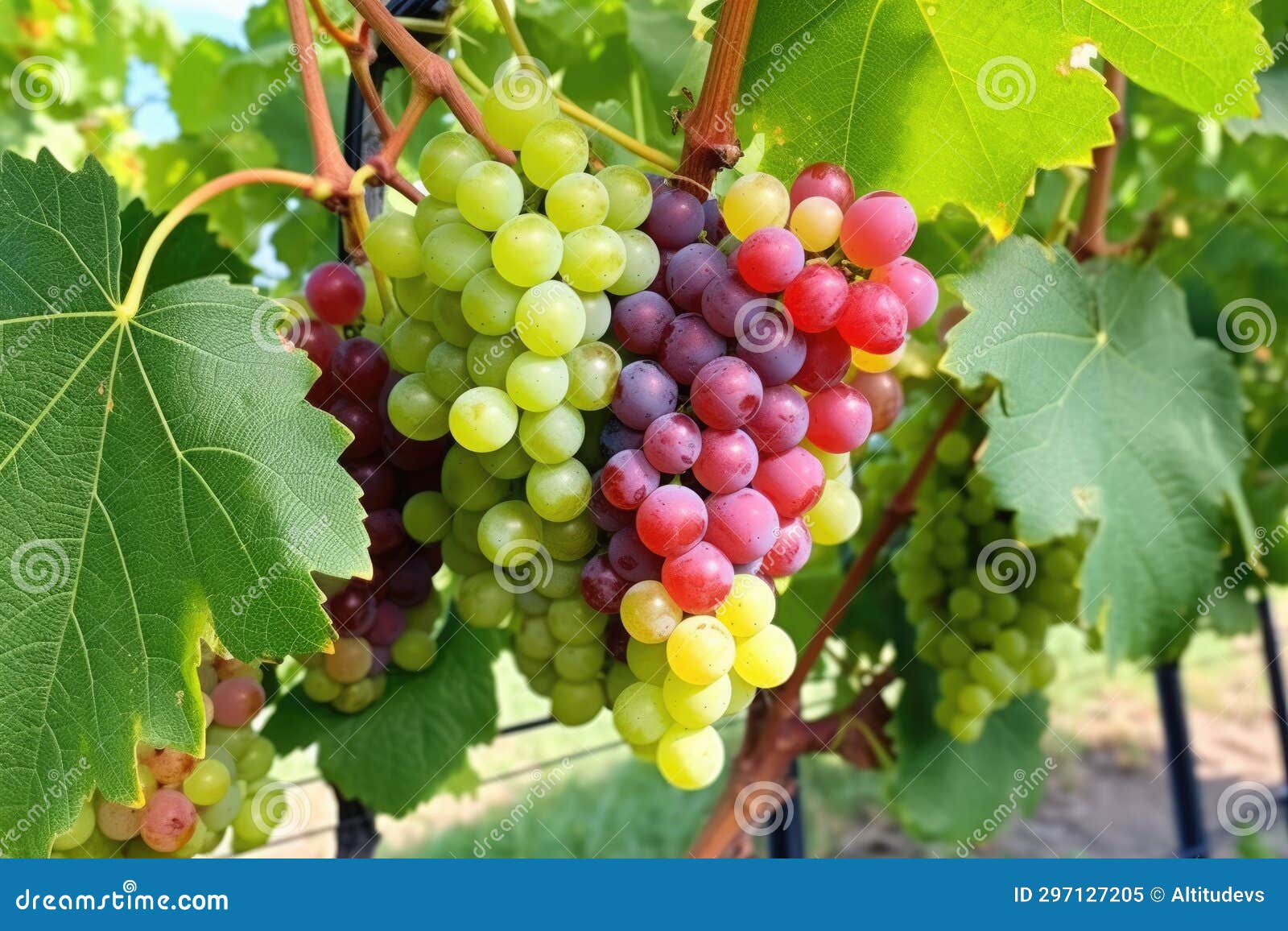 Grapes in Different Stages of Ripening on the Vine Stock Image - Image ...