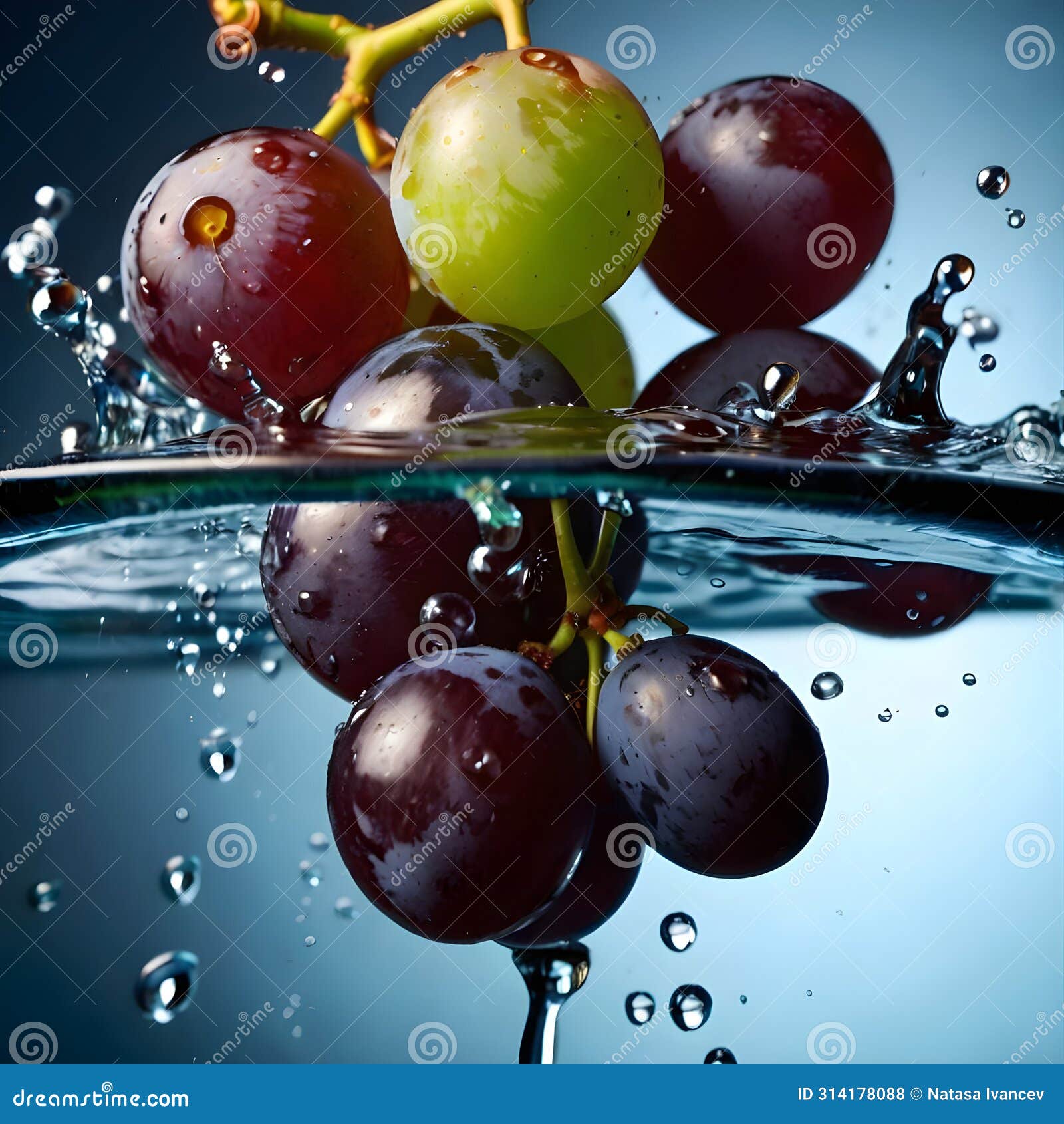 Grapes Falling Deeply Under Water with a Big Splash Stock Illustration ...