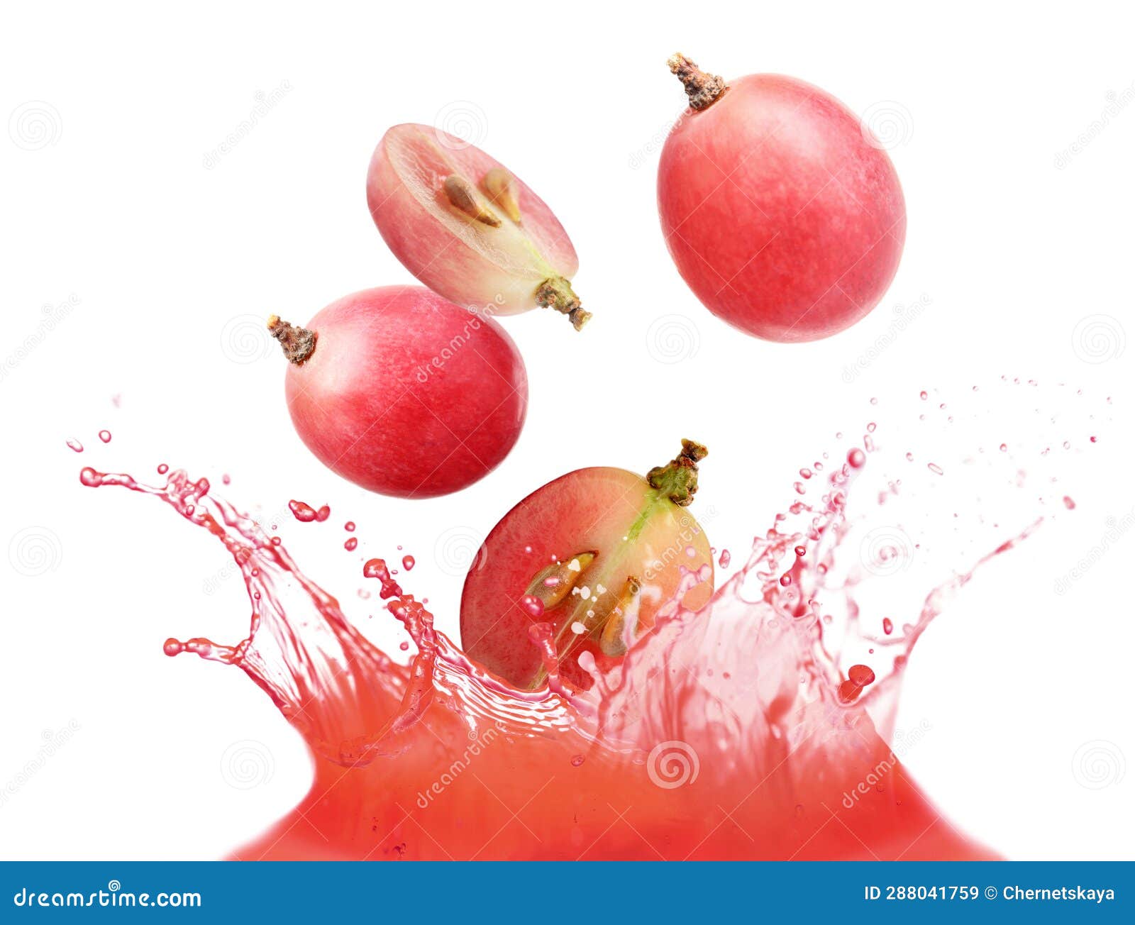 Grapes Falling into Juice on White Background Stock Image - Image of ...