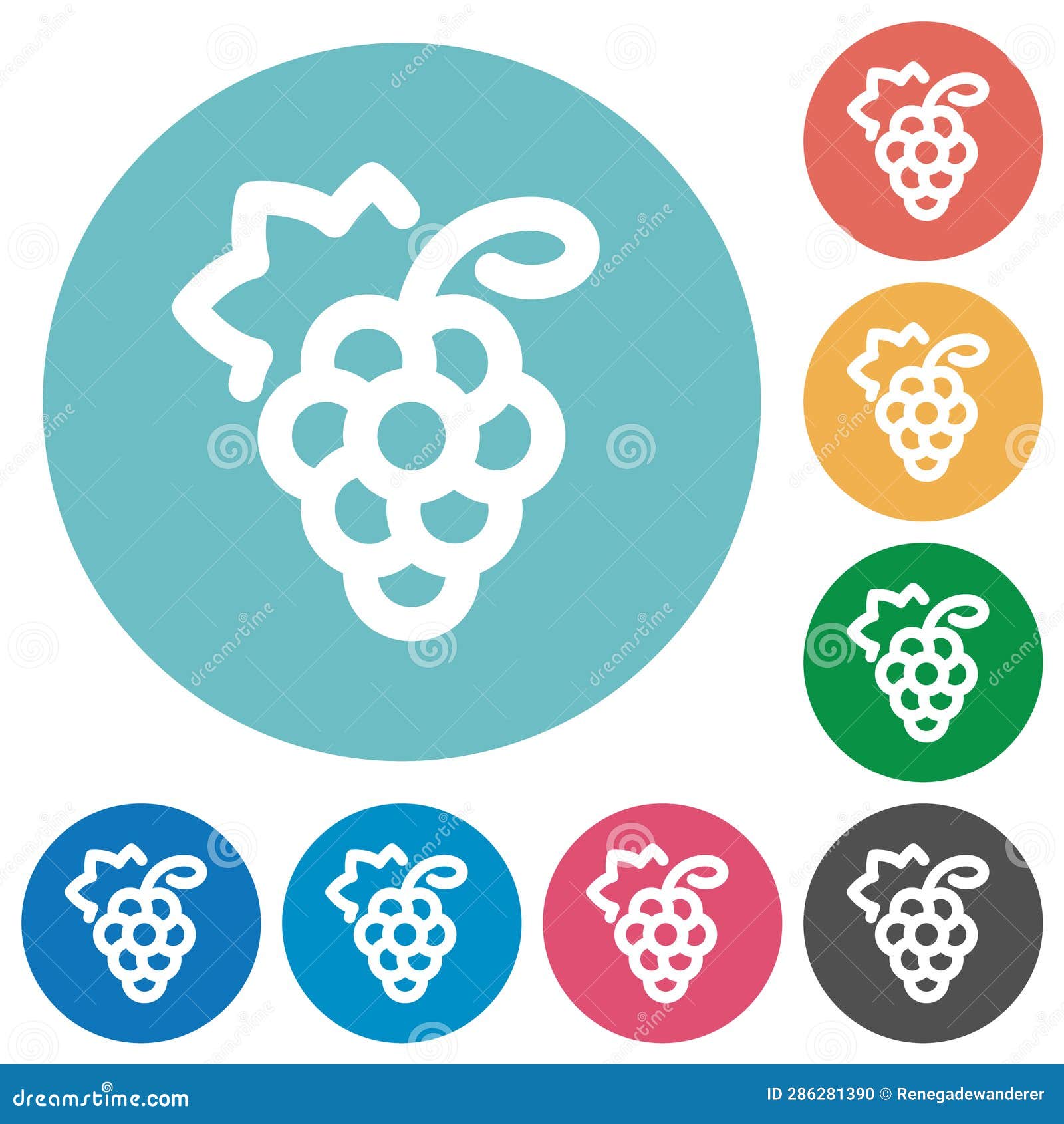 Grapes flat round icons stock illustration. Illustration of grape - 286281390