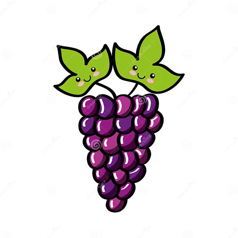 Grapes Fresh Fruit Comic Character Stock Vector - Illustration of food ...