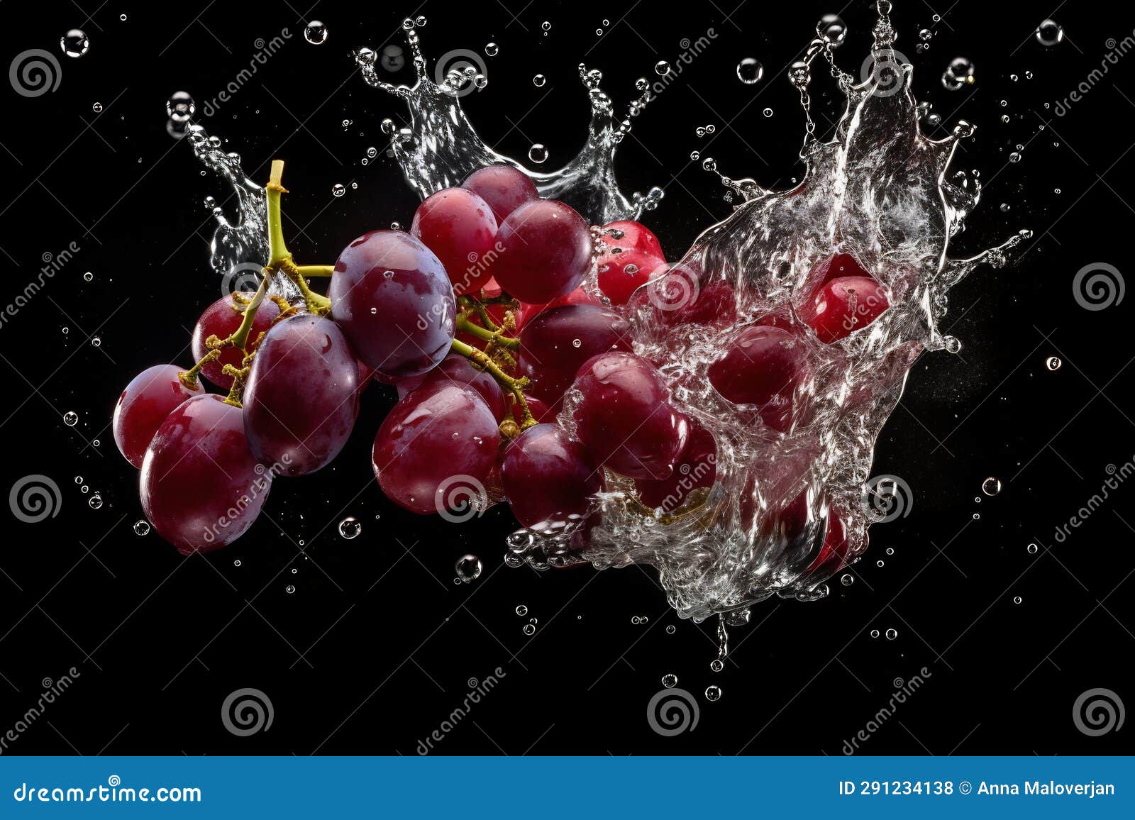 Grapes Fruit in a Splash of Water Stock Photo - Image of design, fresh ...
