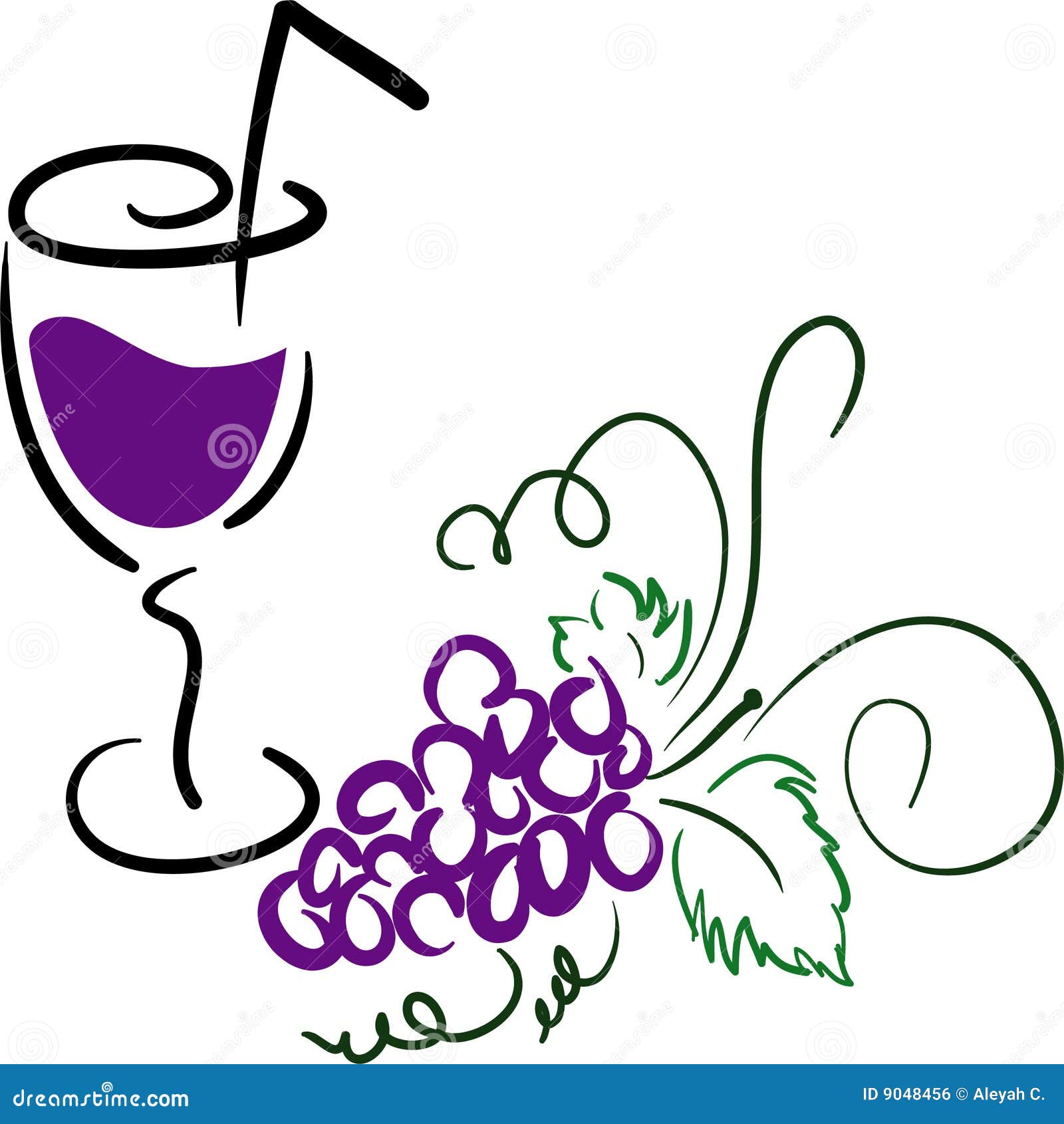 Grapes with a glass stock vector. Illustration of purple - 9048456
