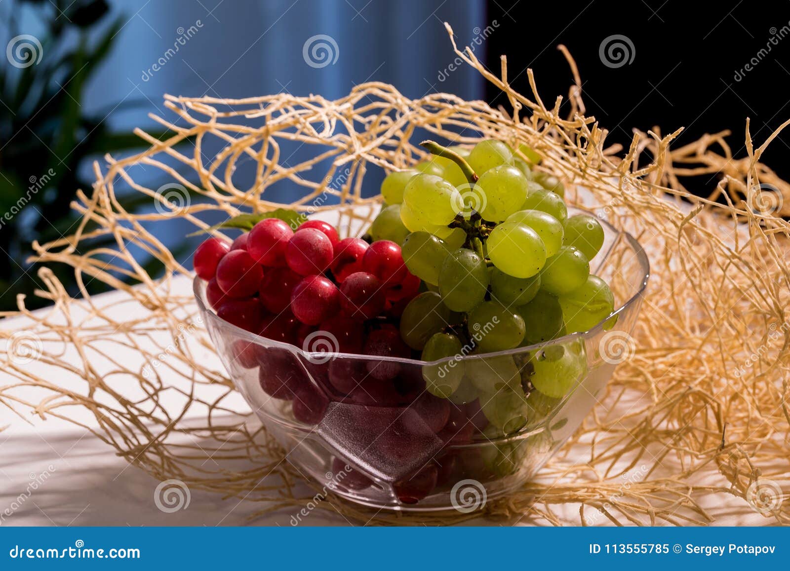 Grapes in a glass Cup. stock image. Image of table, vitamins - 113555785