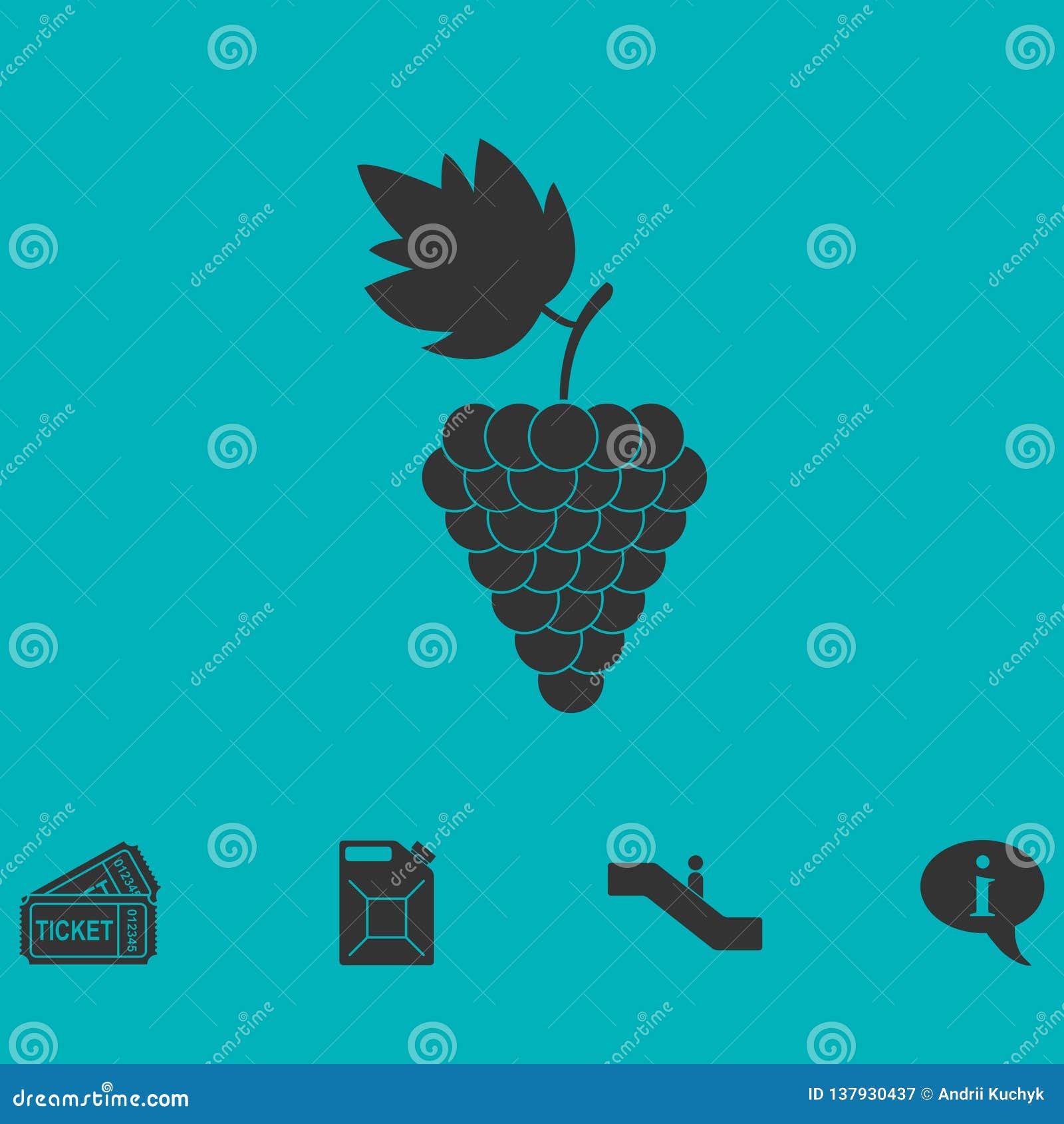 Grapes icon flat stock vector. Illustration of leaf - 137930437