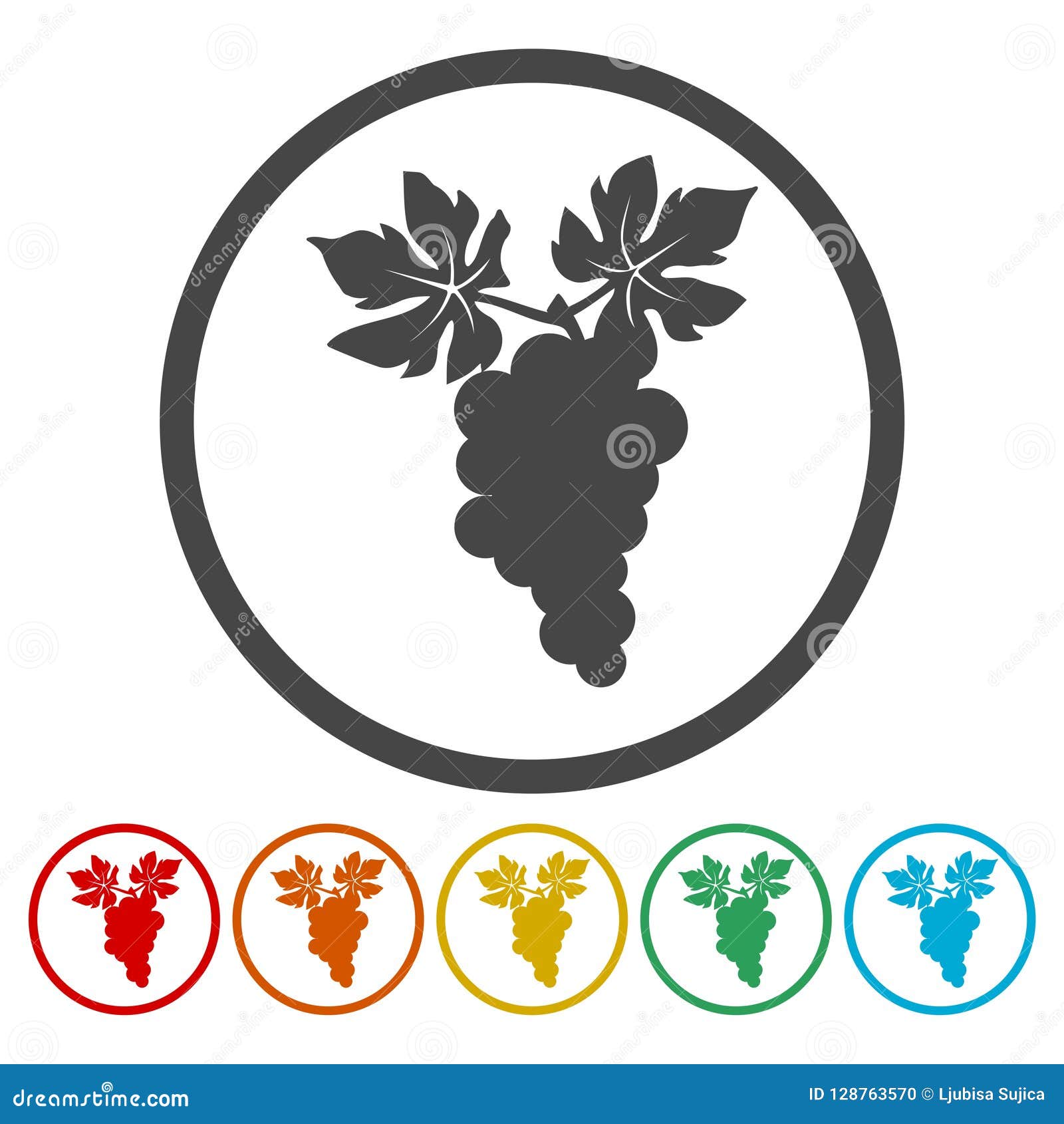 Grapes Icons and Logo Set stock vector. Illustration of harvest - 128763570