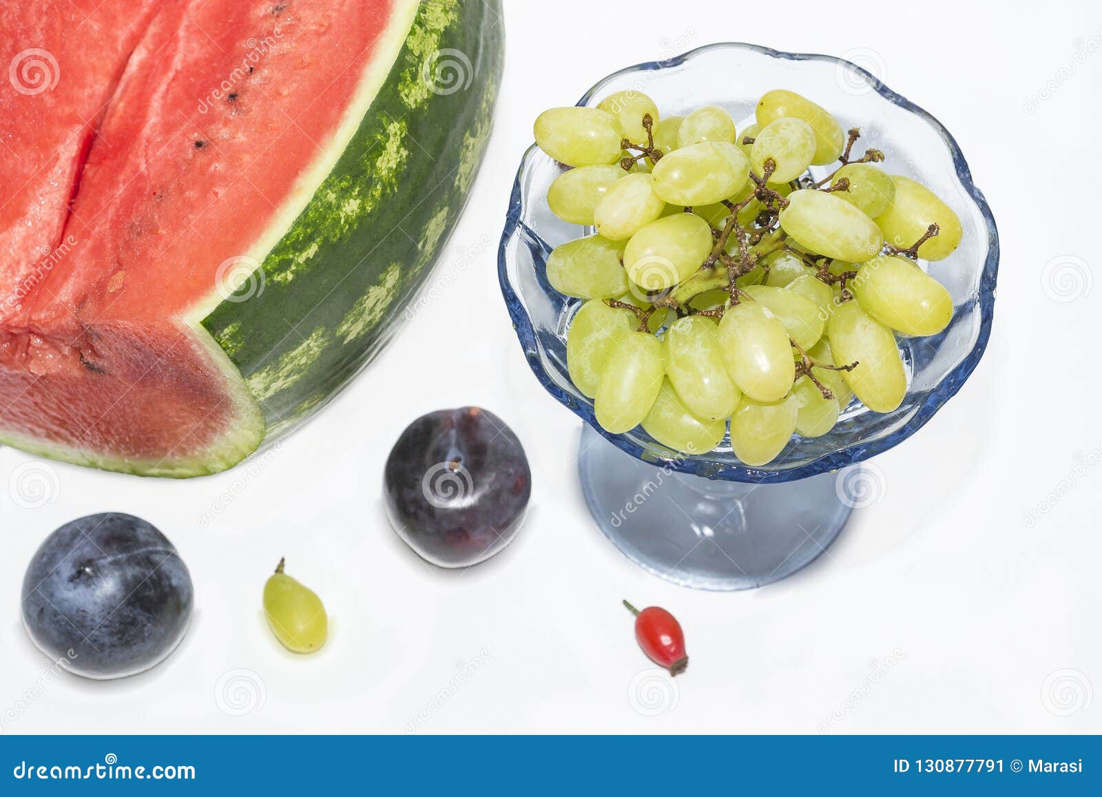 Grapes, Juicy Watermelon, Plums Top View Stock Image - Image of healthy ...
