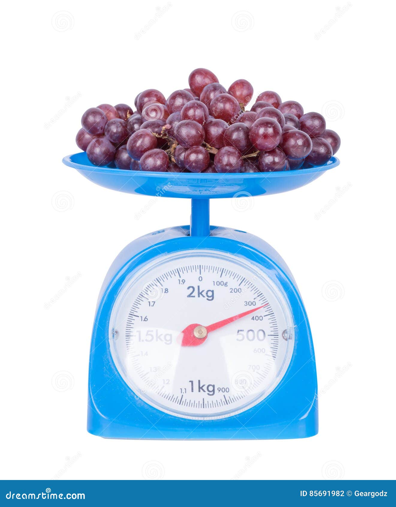 Grapes on Kitchen Scale Isolated on White Background Stock Photo ...