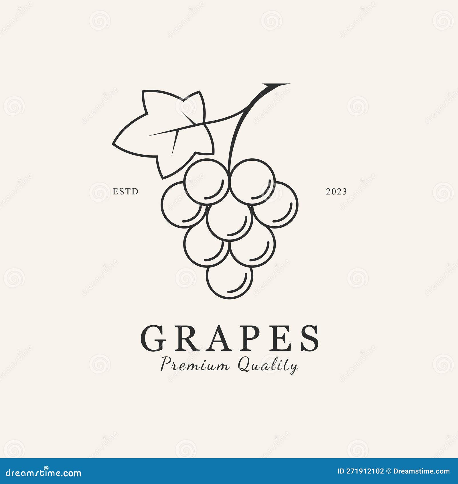 Grapes Line Art Design Vector Logo Illustration Stock Vector ...