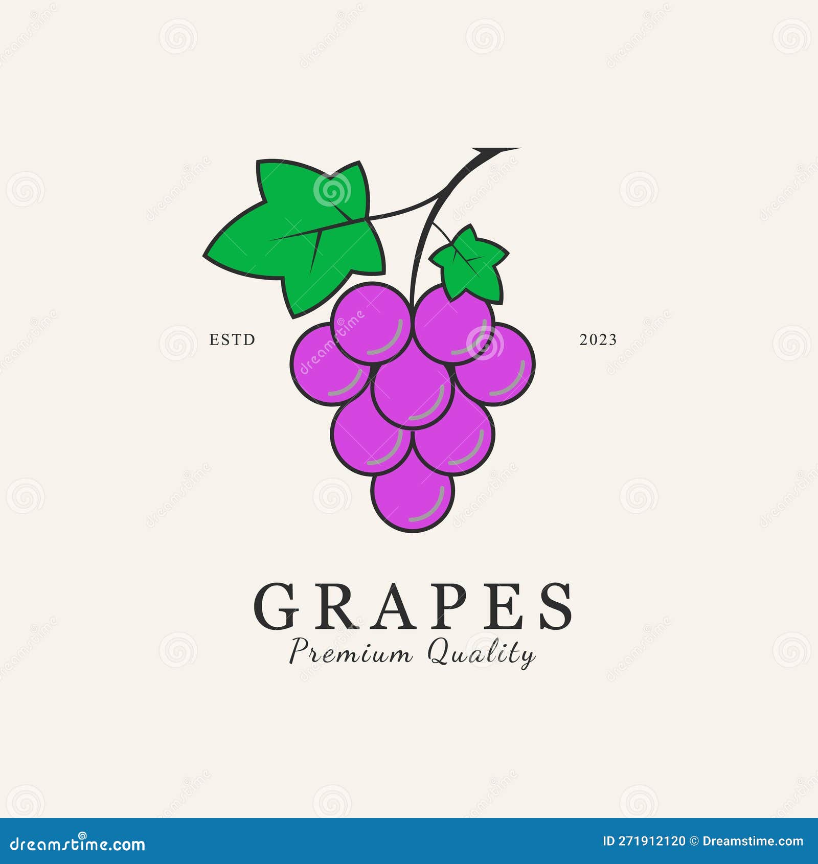 Grapes Line Art Design Vector Logo Illustration Stock Vector ...