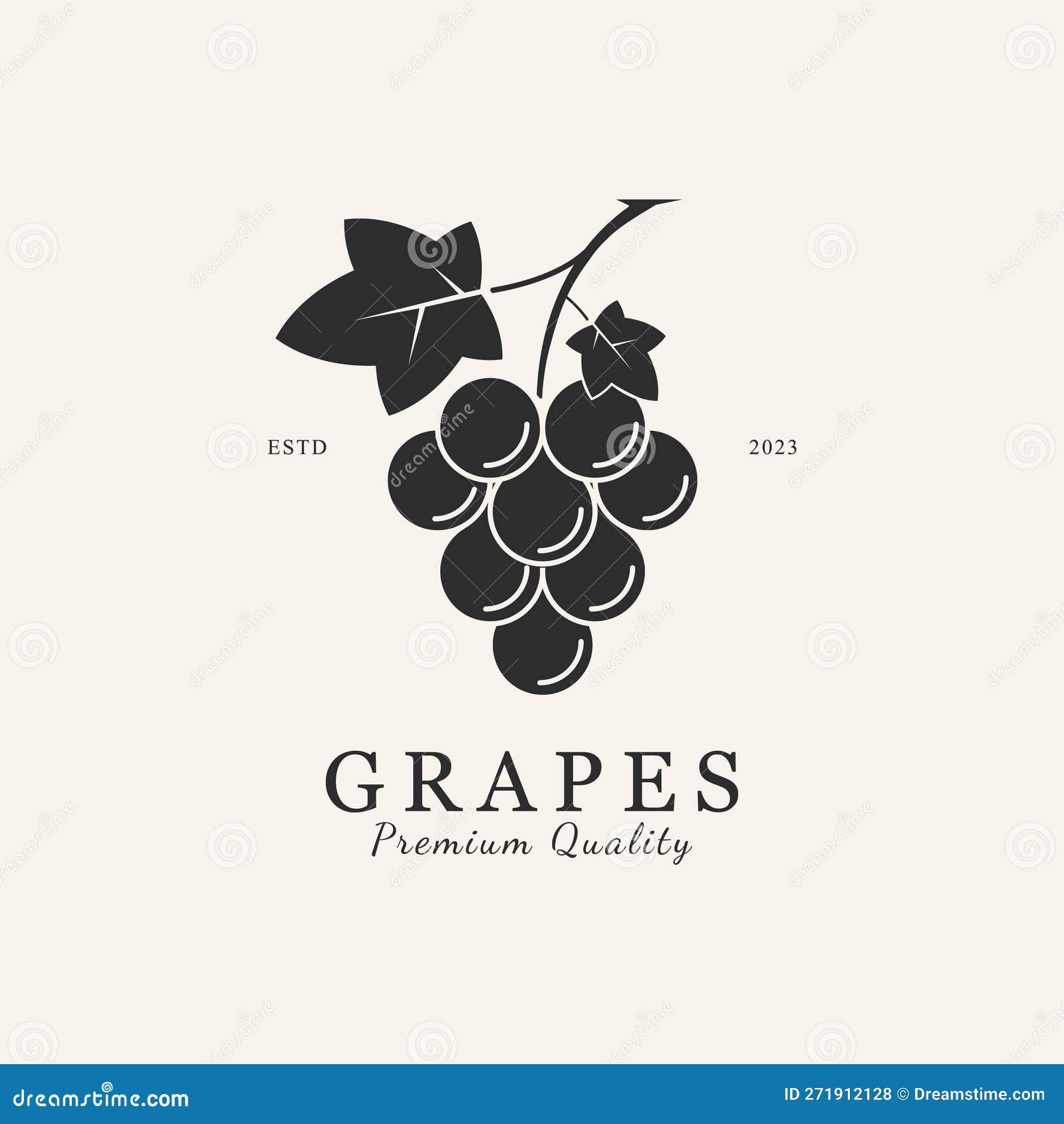Grapes Line Art Design Vector Logo Illustration Stock Vector ...