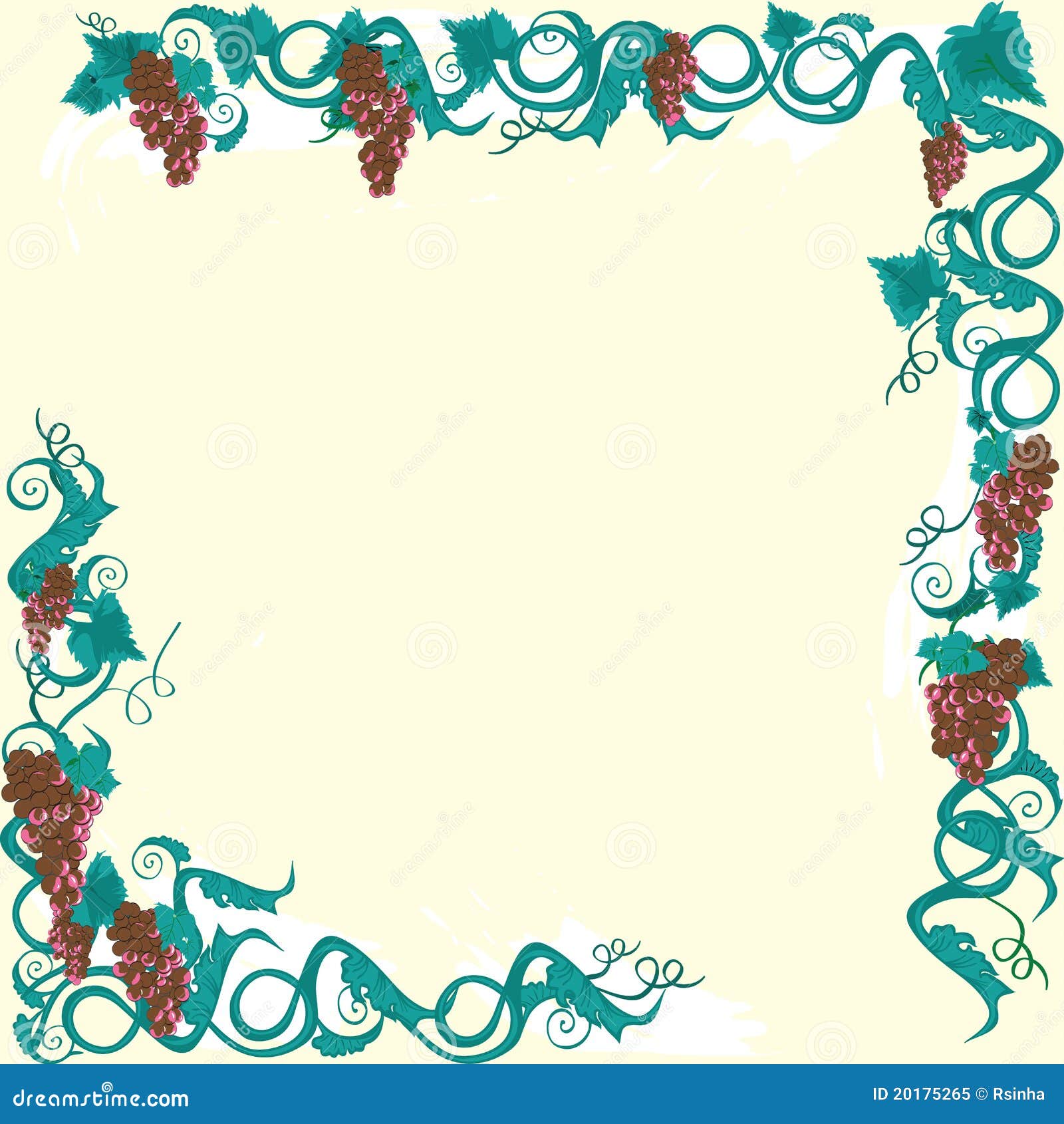 Grapes Menu Card with Vines with Leaves. Stock Vector - Illustration of ...