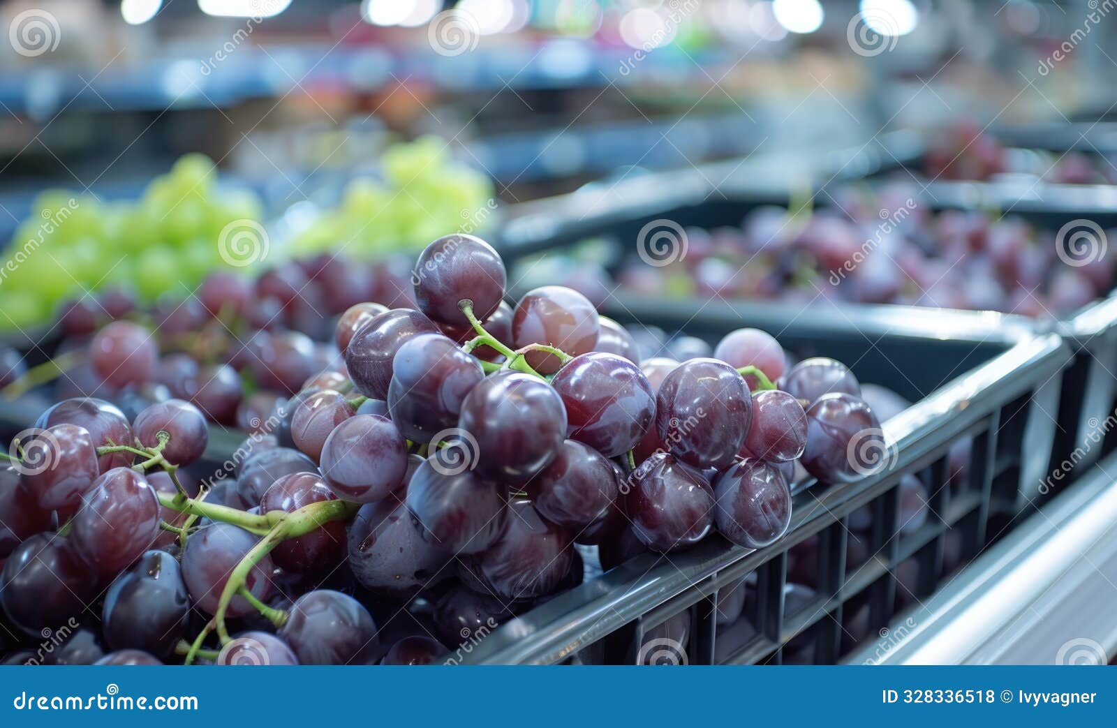 Grapes in a Modern Crate in a Trendy Grocery Store Stock Photo - Image ...
