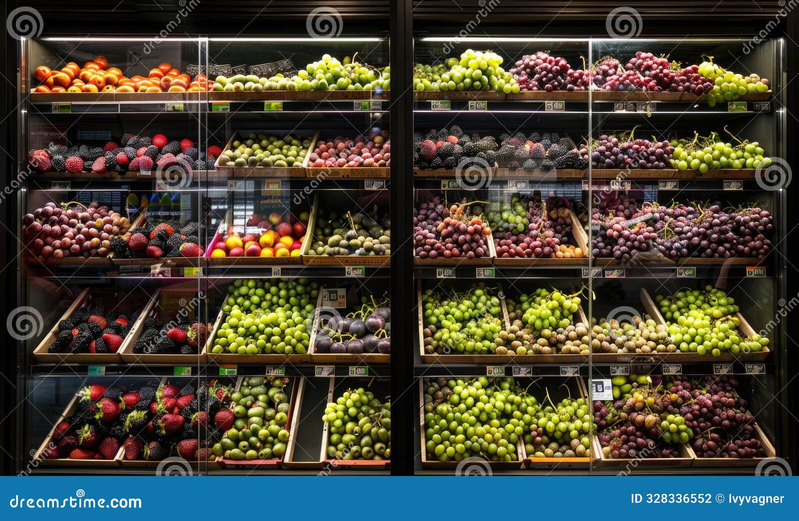 Grapes in a Modern Display in a Minimalist Grocery Store Stock Photo ...