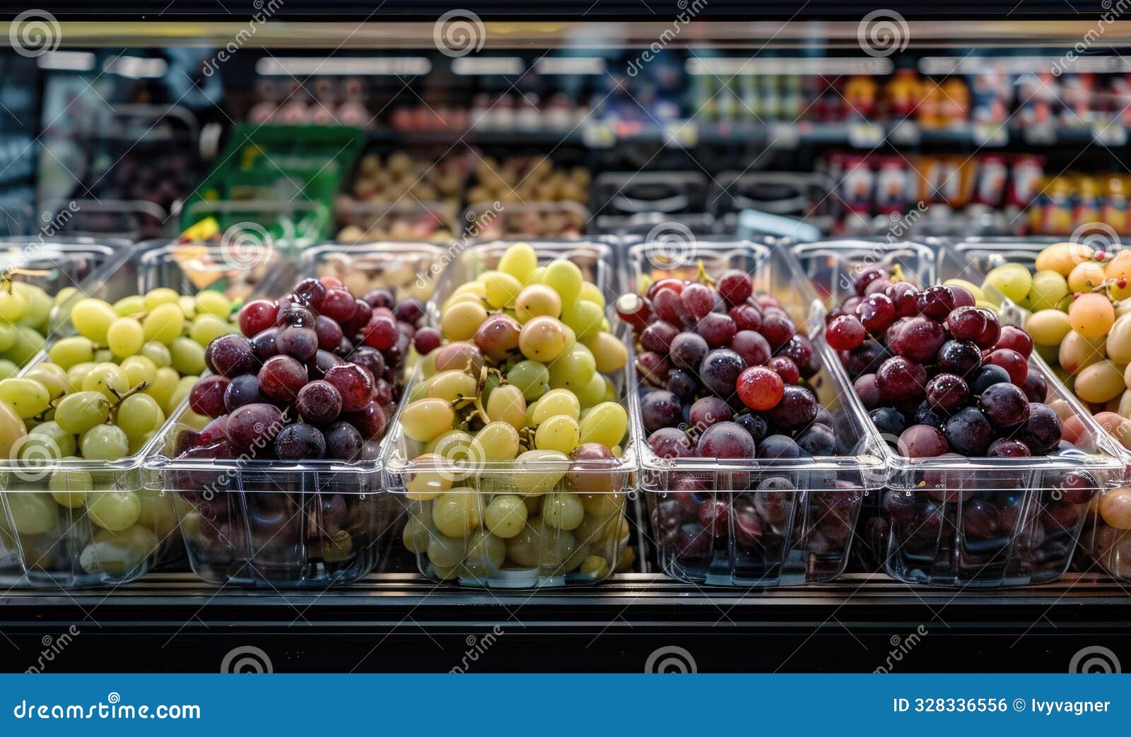 Grapes in a Modern Display in a Minimalist Grocery Store Stock Photo ...