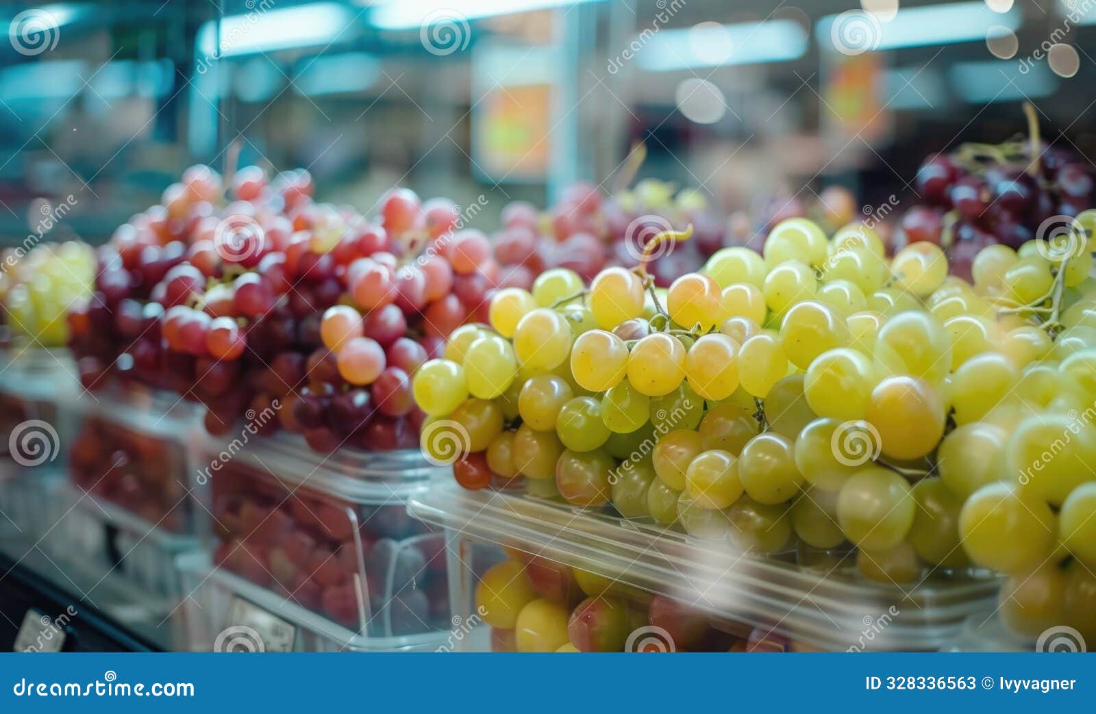 Grapes in a Modern Glass Container in a Grocery Store Stock Image ...