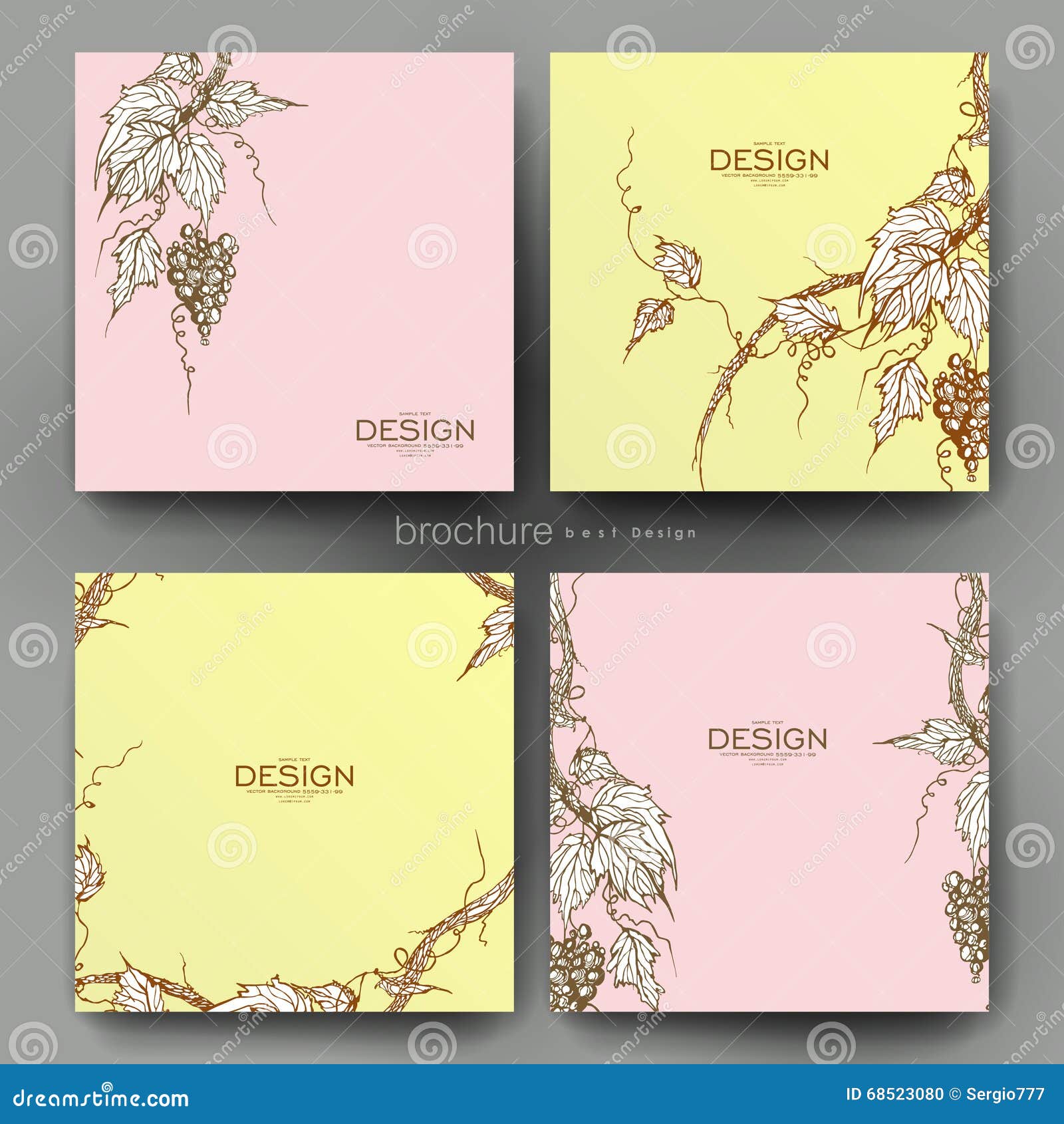 Grapes Ornament Vector Brochure Template. Flyer Layout Stock Vector ...