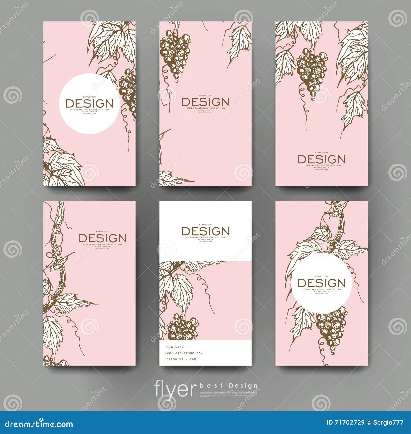 Grapes Ornament Vector Brochure Template. Flyer Layout Stock Vector ...