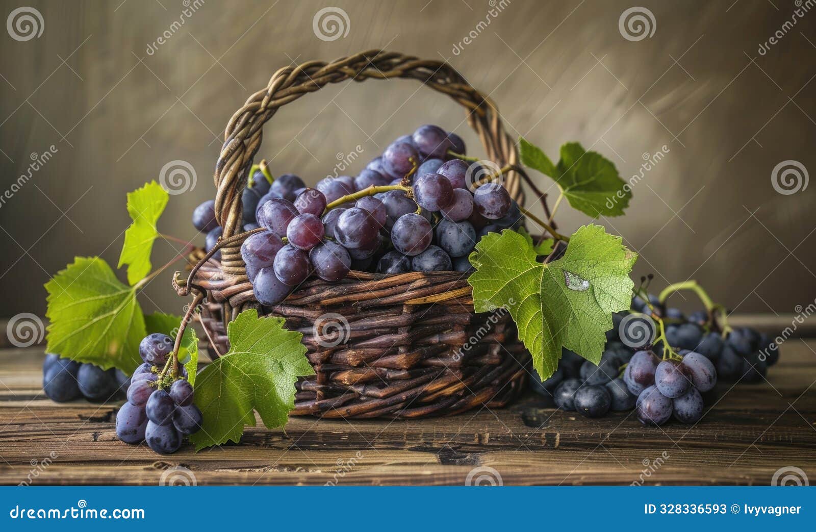 Grapes in a Quaint Basket on a Country Roadside Stand Stock Image ...