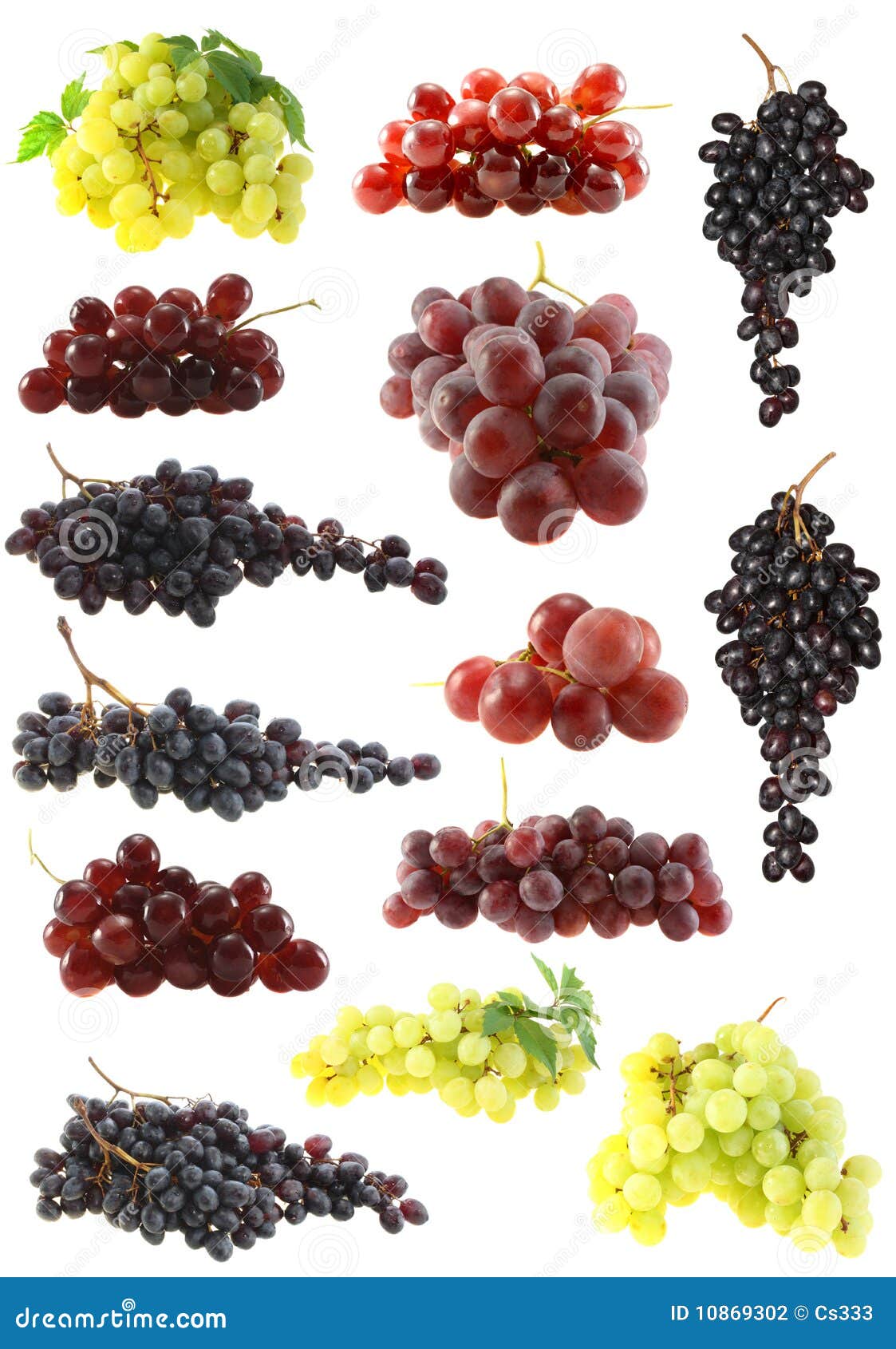 Grapes set isolated. stock photo. Image of objects, cluster - 10869302
