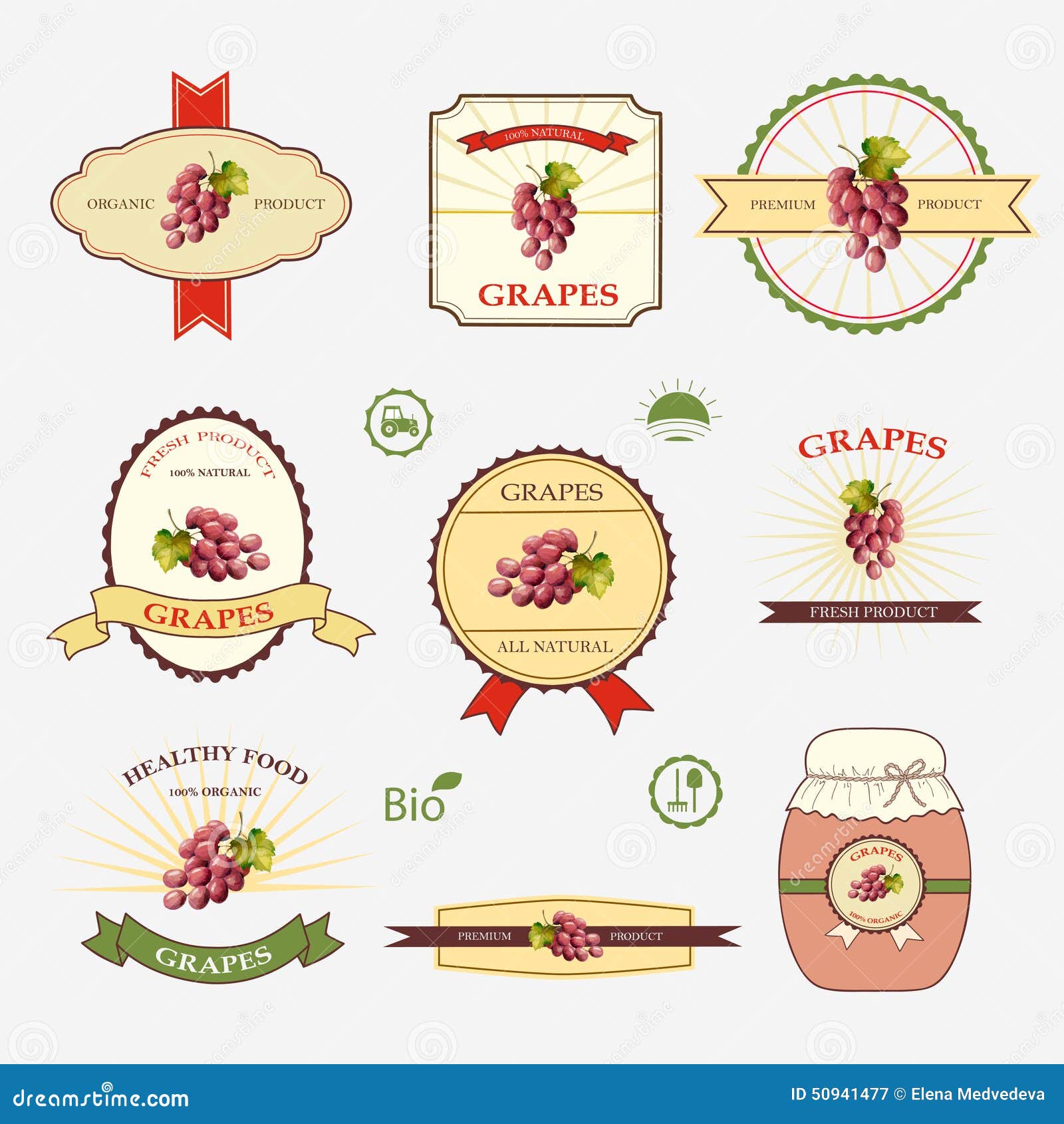 Grapes, a Set of Label Design Stock Vector - Illustration of logo, sign ...