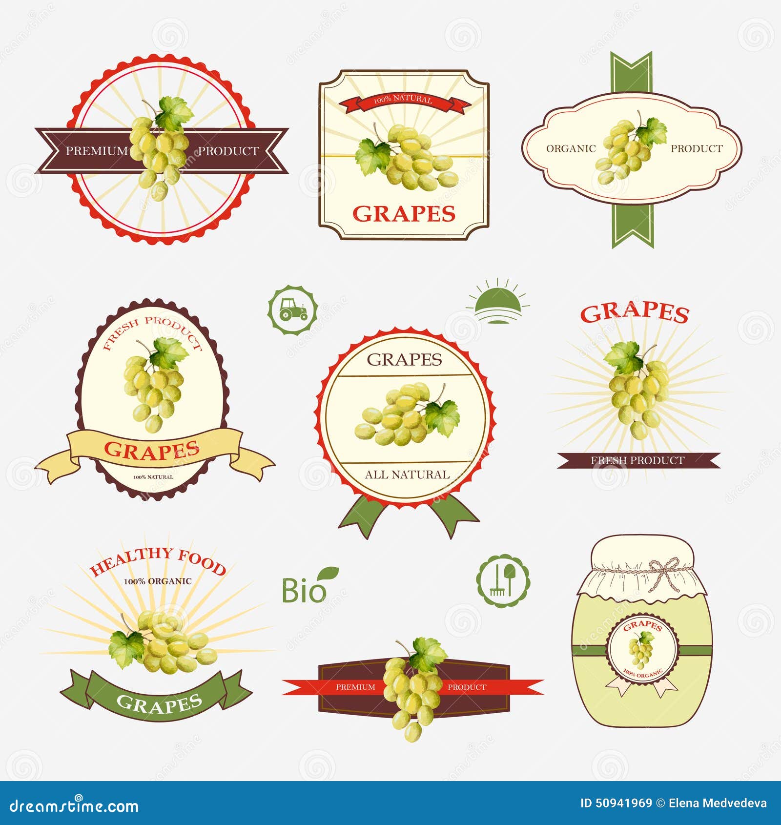 Grapes, a Set of Label Design Stock Vector - Illustration of quality ...