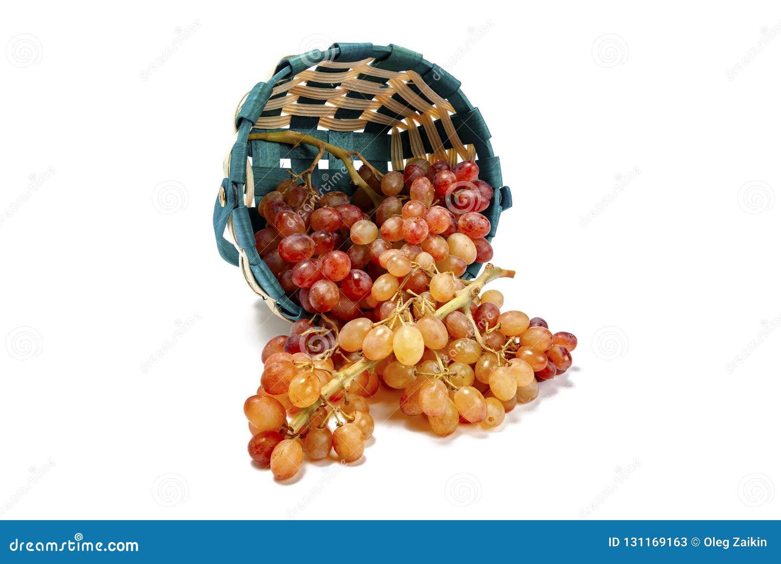 Grapes with Small Berries in a Basket on a White Background. Stock ...